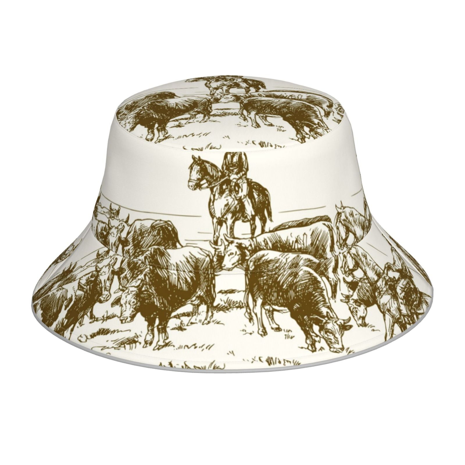 Honeii Cattle Drive By Two Cowboys for Unisex Bucket Hat Waterproof ...