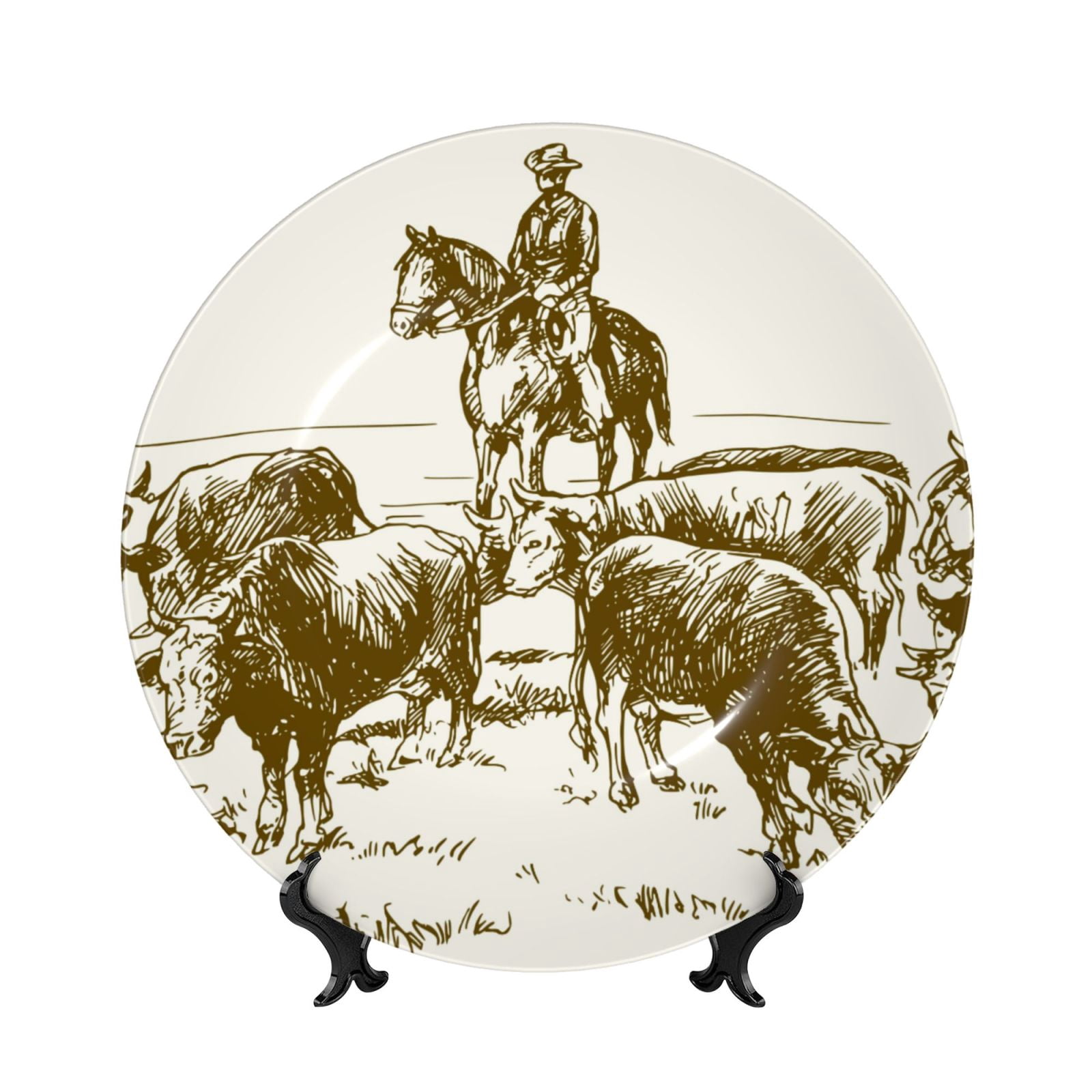Honeii Cattle Drive By Two Cowboys Print Elegant Bone China Decorative ...