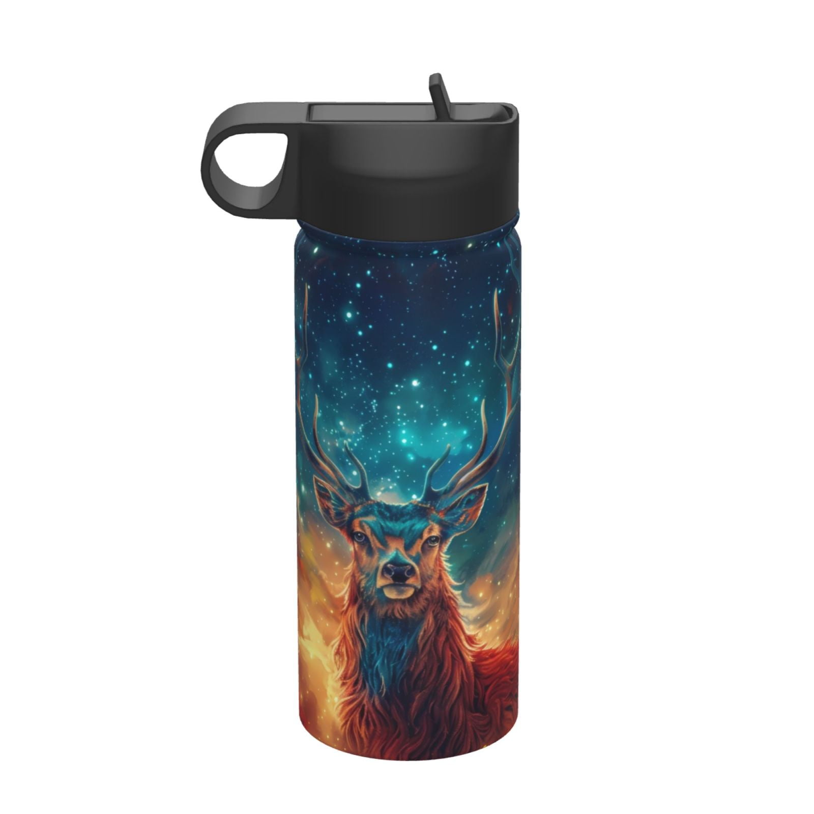 Honeii Celestial Stag Cosmic Glow Print 18 oz Insulated Water Bottle ...