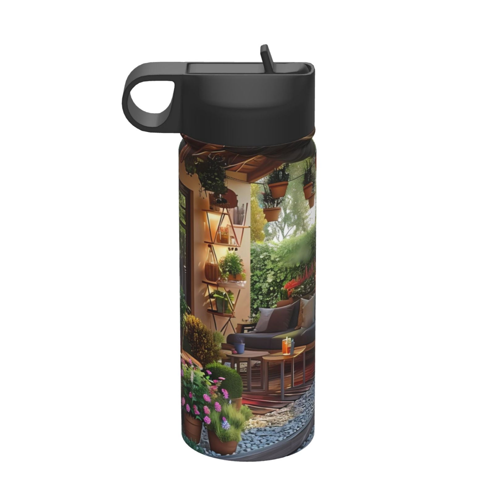 Honeii Charming Garden Patio Print 18 oz Insulated Water Bottle with ...