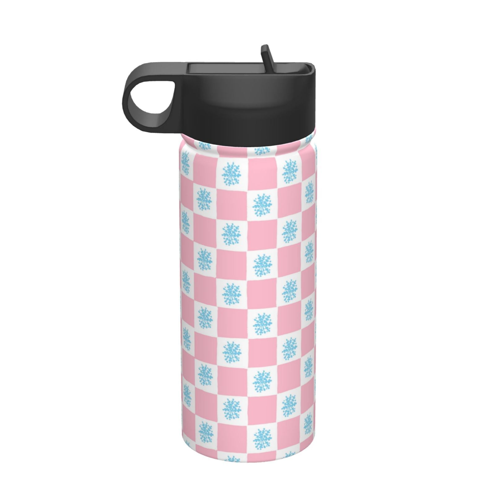 Honeii Checkerboard With Snowflake Print 18 oz Insulated Water Bottle ...