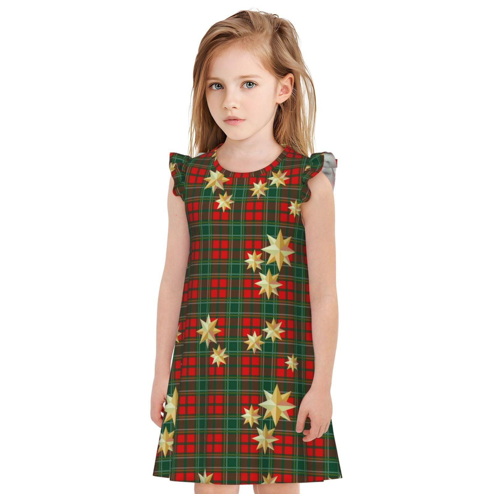 Honeii Checkered With Golden Stars Nightgowns Pajama Dresses - Princess ...