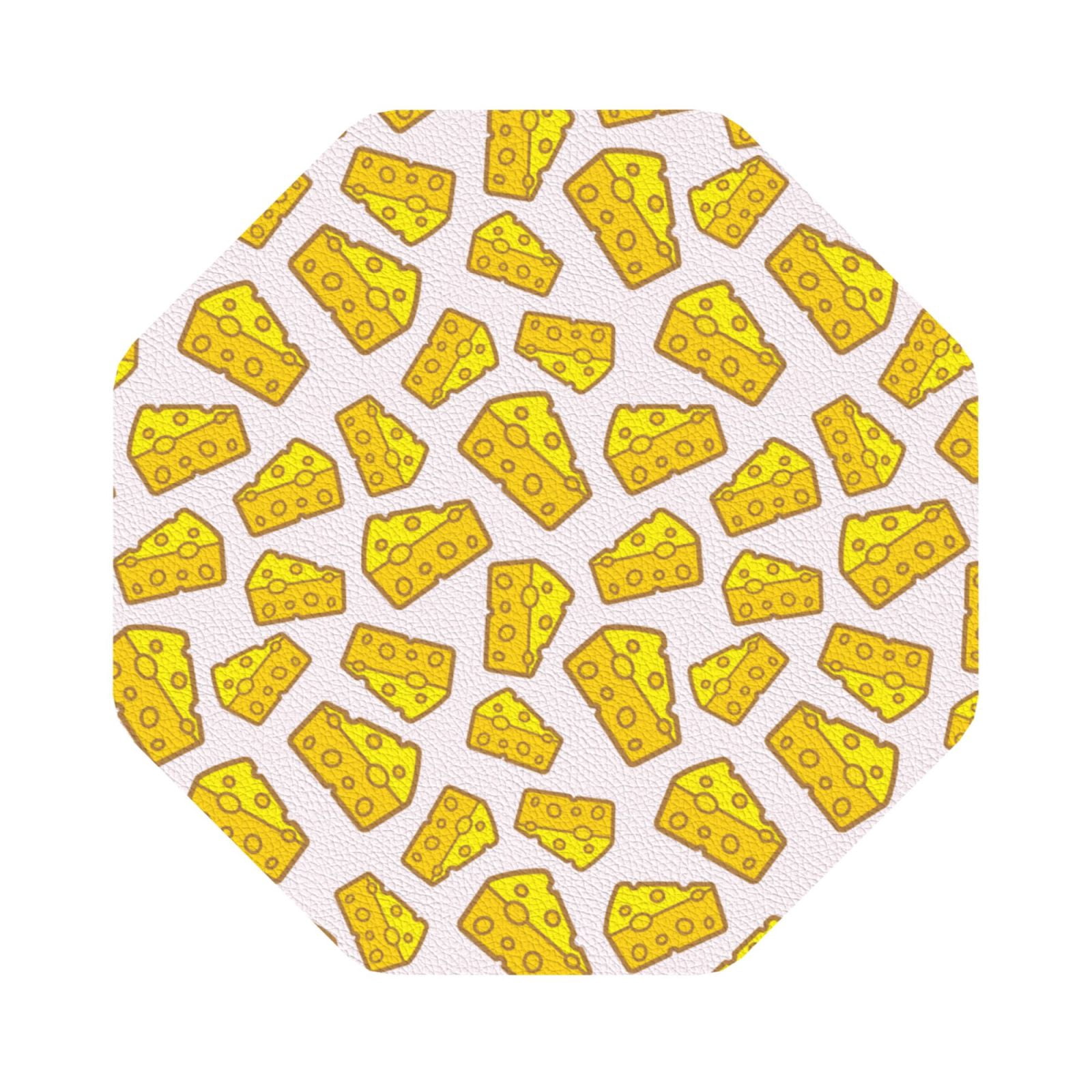 Honeii Cheese Print Leather Coaster Set of 6, Ideal for Safeguarding ...