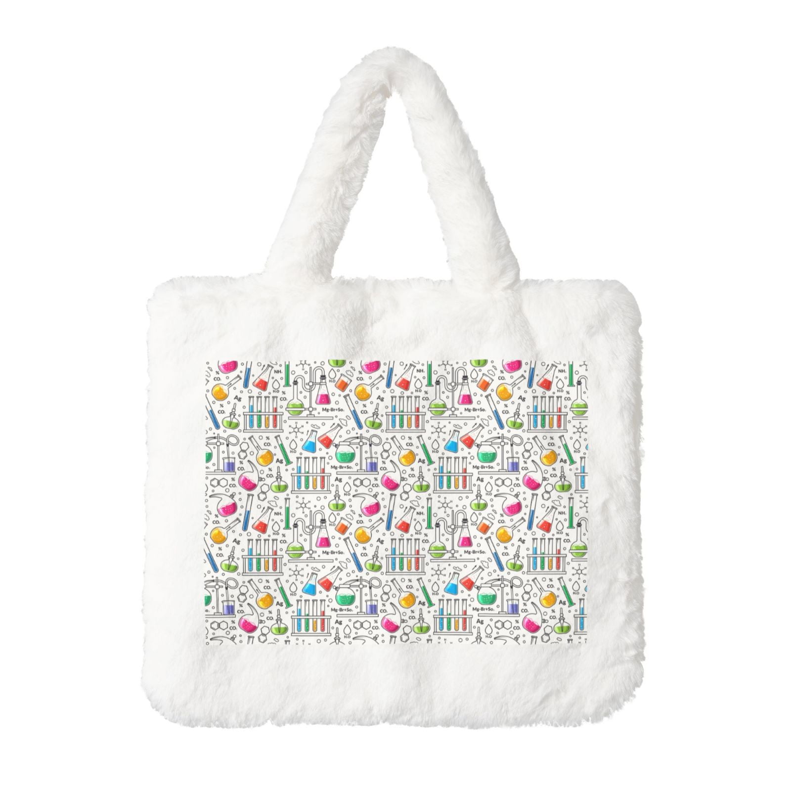 Honeii Chemical Flasks And Test Tubes Print Fluffy Shoulder Bag Plush ...