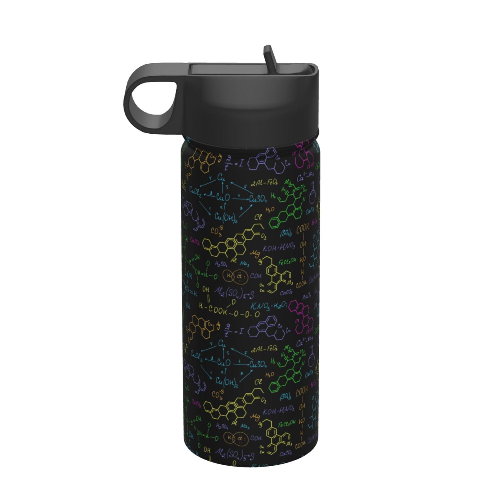 Honeii Chemistry Formulas Print 18 oz Insulated Water Bottle with Straw ...