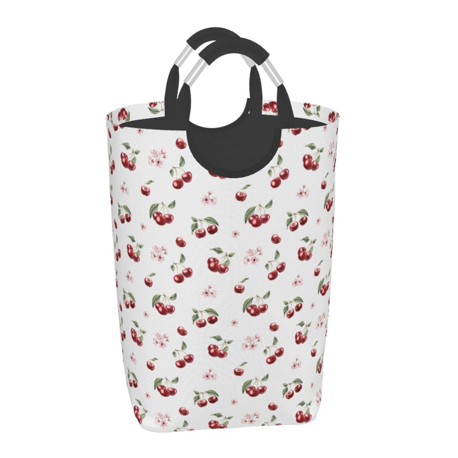 Honeii Cherry Berries Print Laundry Hamper Collapsible Laundry Baskets ...
