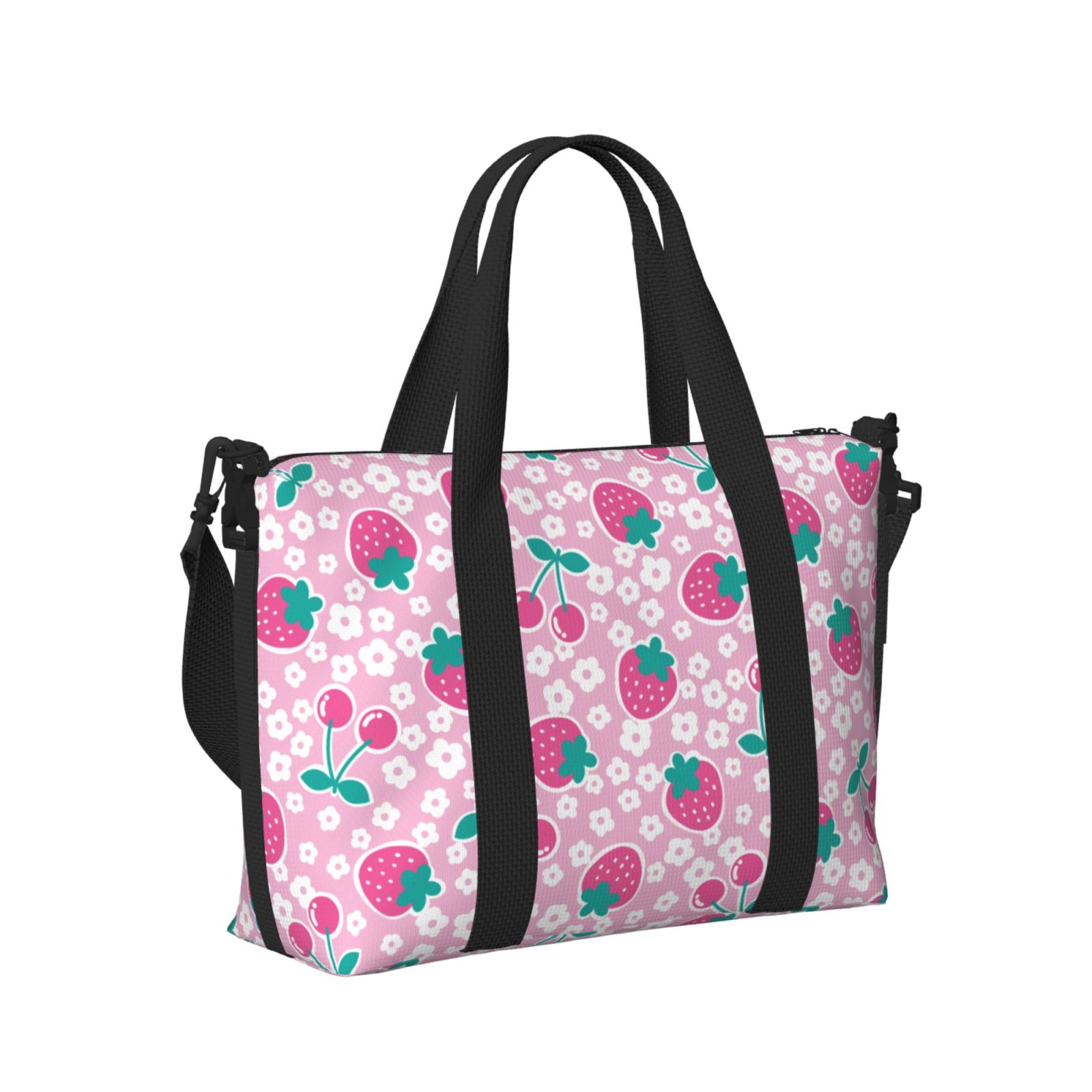 Honeii Cherry Strawberry Print Hand Travel Bag,Travel Duffle Bag ...