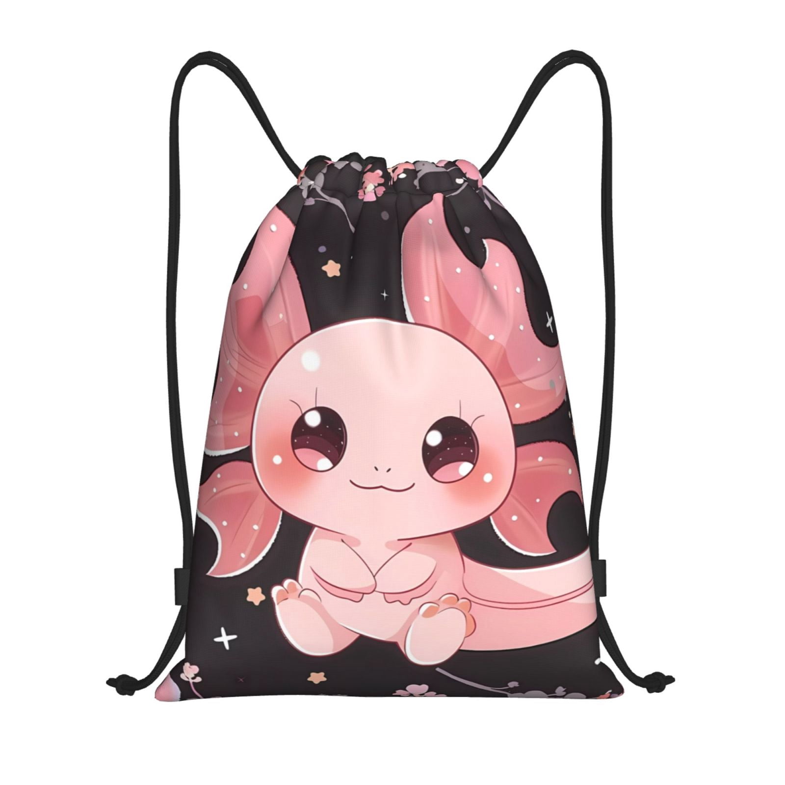 Honeii Chibi Axolotl Sakura Fantasy Print Drawstring Backpack ...