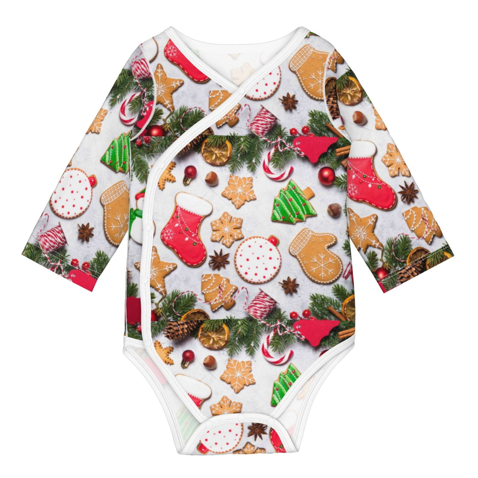 Honeii Christmas Gingerbread Cookies for Baby Long Sleeve Bodysuits One ...