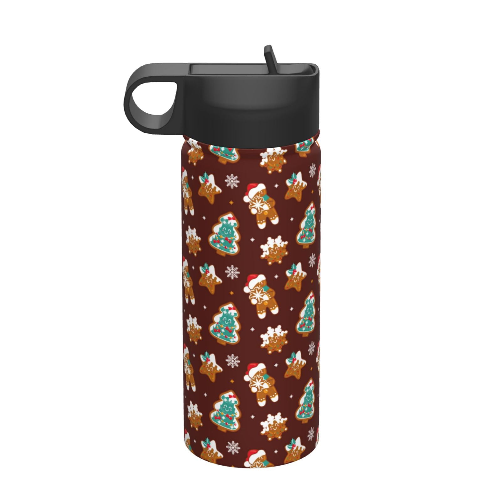 Honeii Christmas Gingerbread Print 18 oz Insulated Water Bottle with ...
