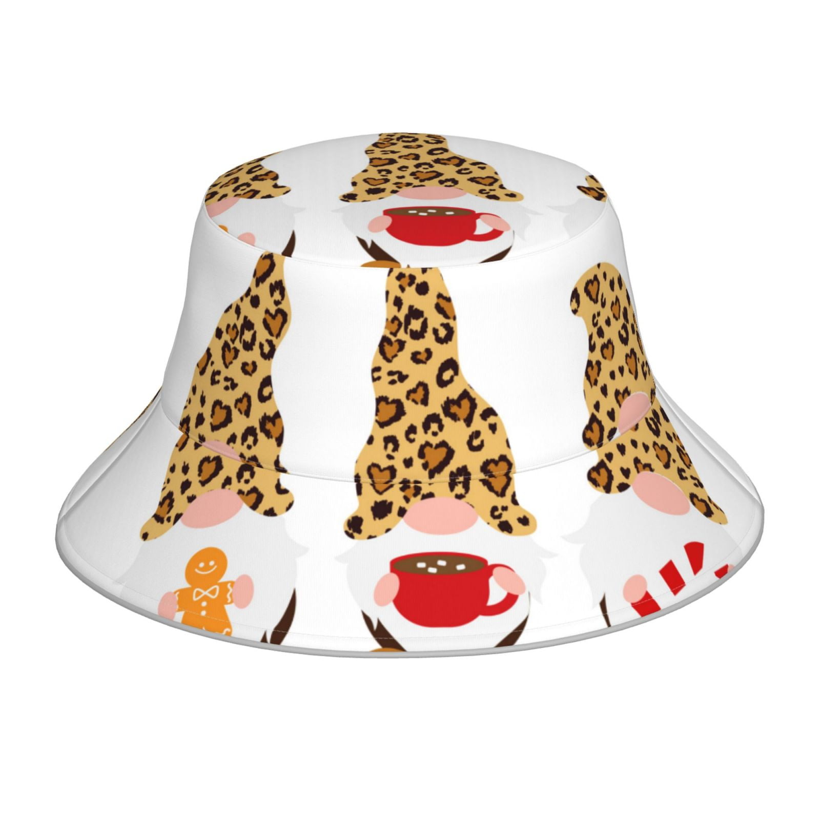 Honeii Christmas Gnomes In Leopard for Unisex Bucket Hat Waterproof ...