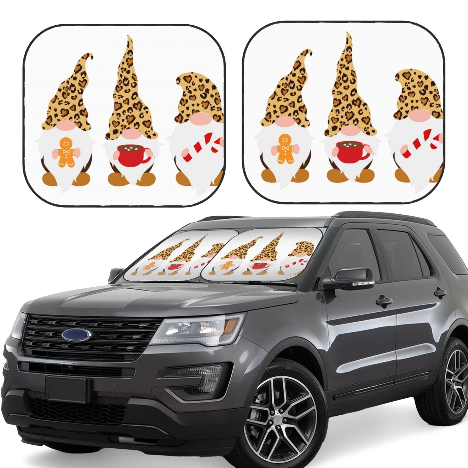 Honeii Christmas Gnomes In Leopard Print Foldable Car Sun Shade for ...