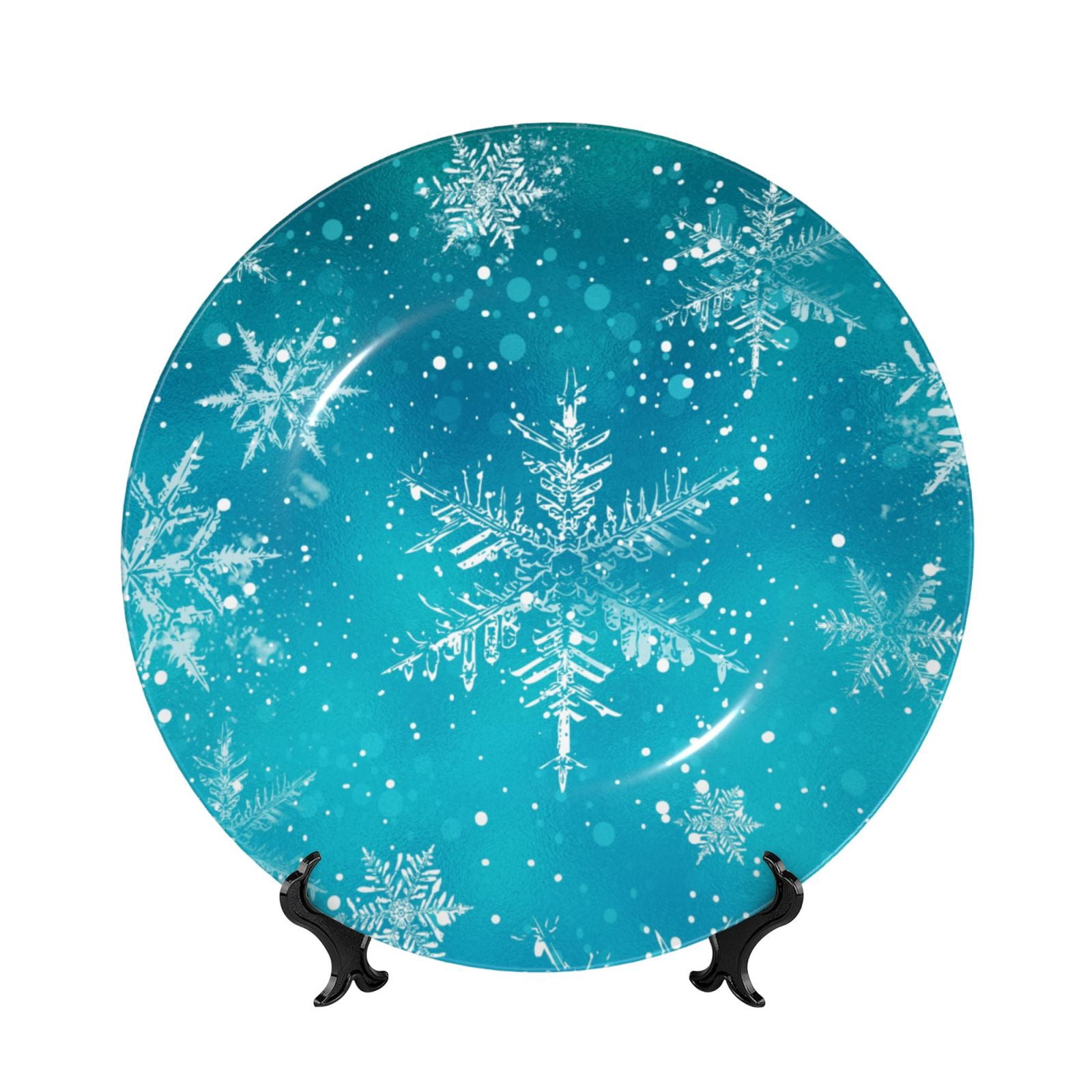 Honeii Christmas Snow Print Elegant Bone China Decorative Plate ...