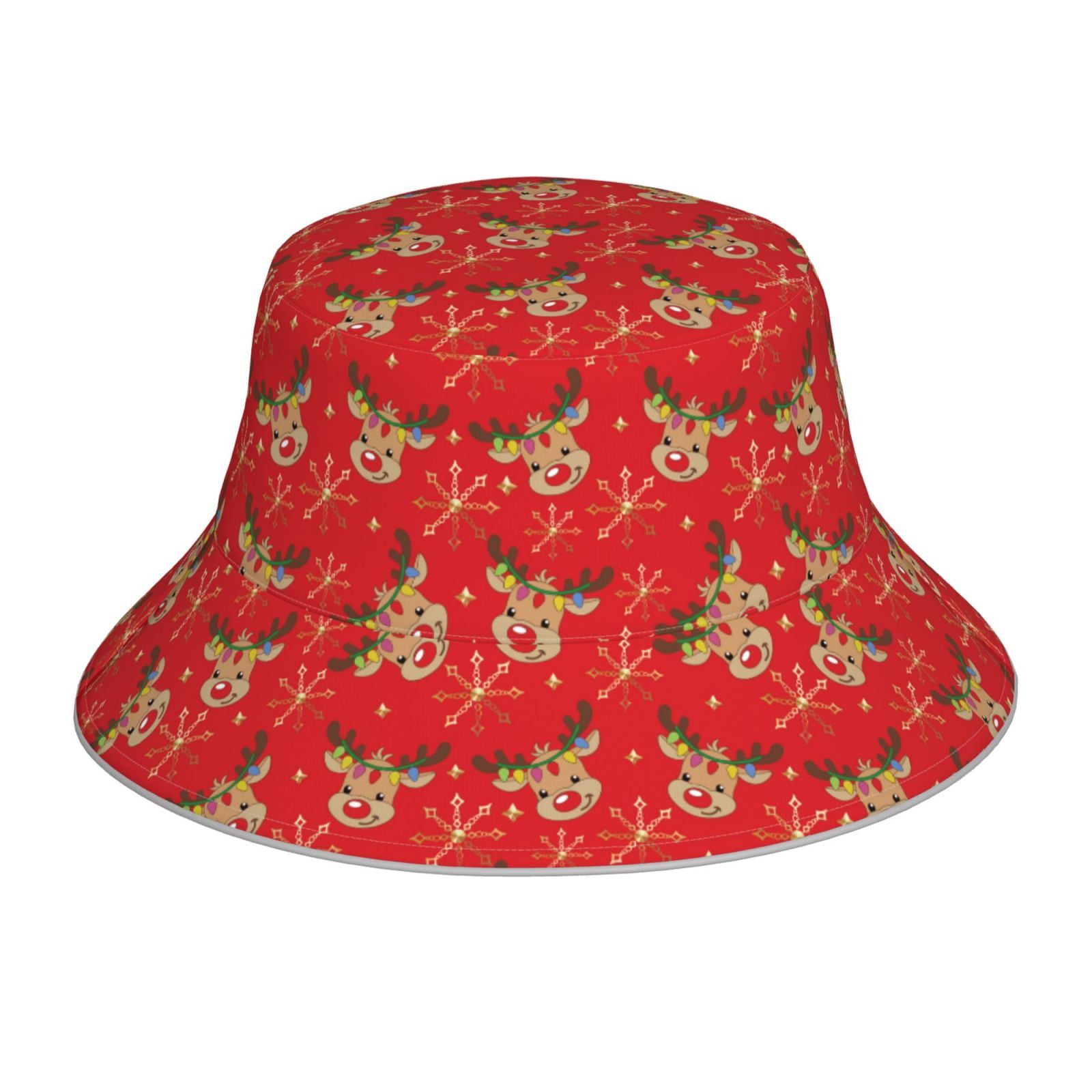 Honeii Christmas With Cute Deer for Unisex Bucket Hat Waterproof Rain ...
