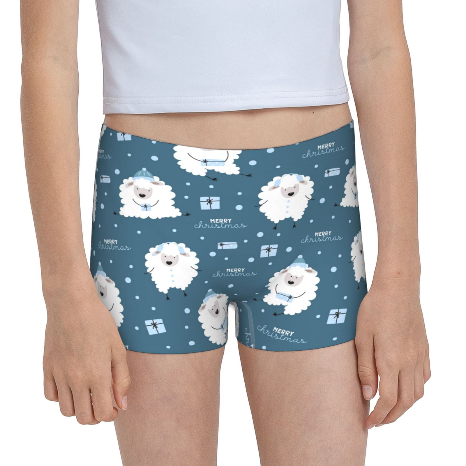 Honeii Christmas sheep Print 100% Cotton Boxer Briefs, Girls' Panties ...