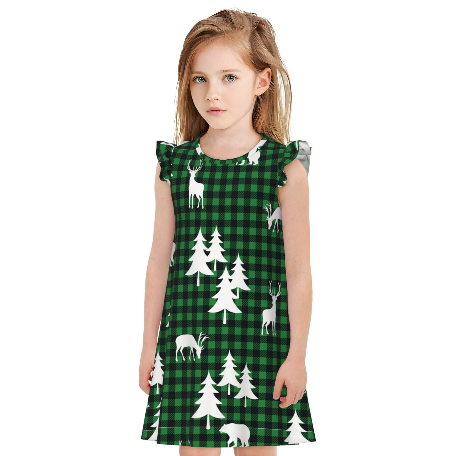 Honeii Christmas tree green plaid Nightgowns Pajama Dresses - Princess ...
