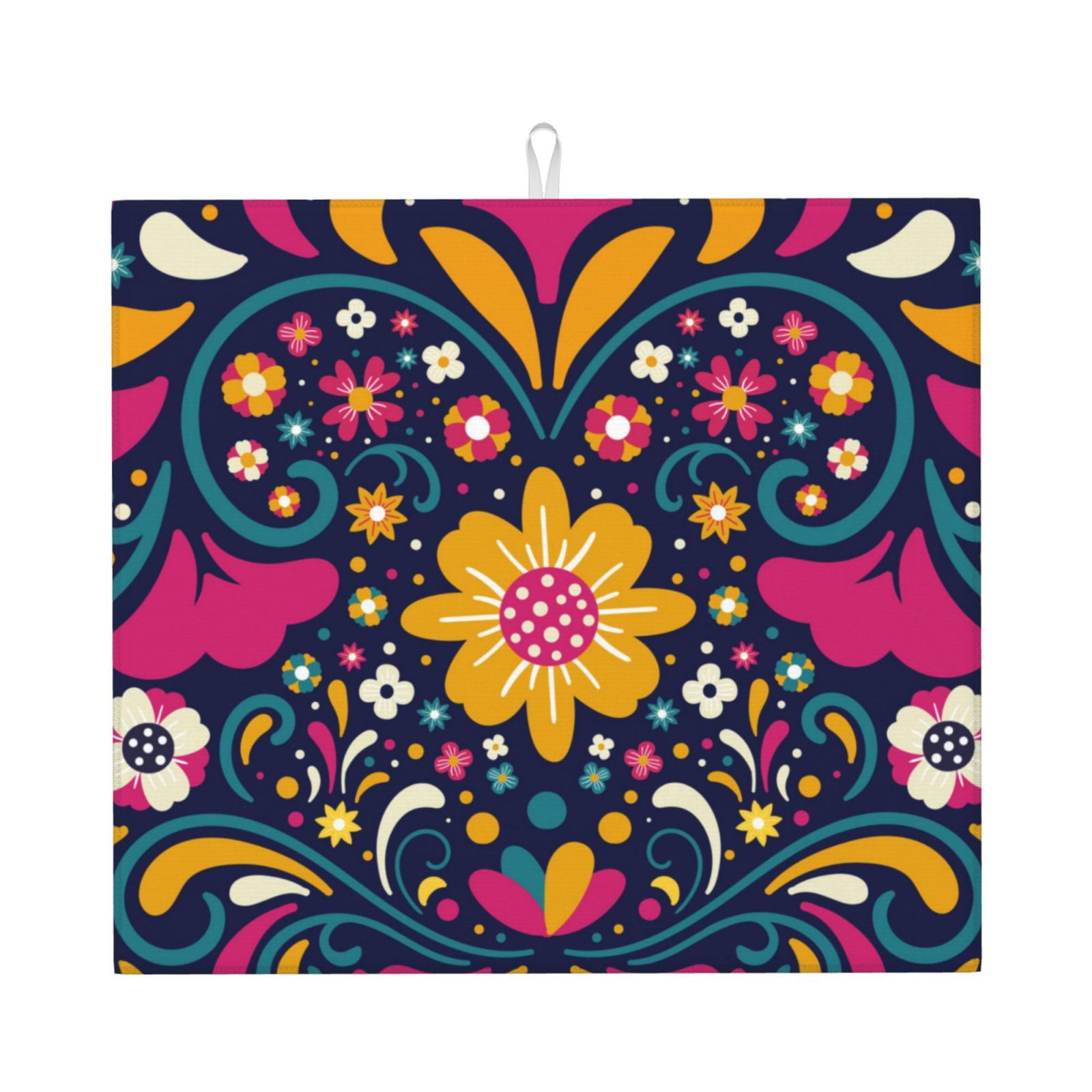 Honeii Cinco De Mayo Floral for Dish Drying Mat for Kitchen Counter ...