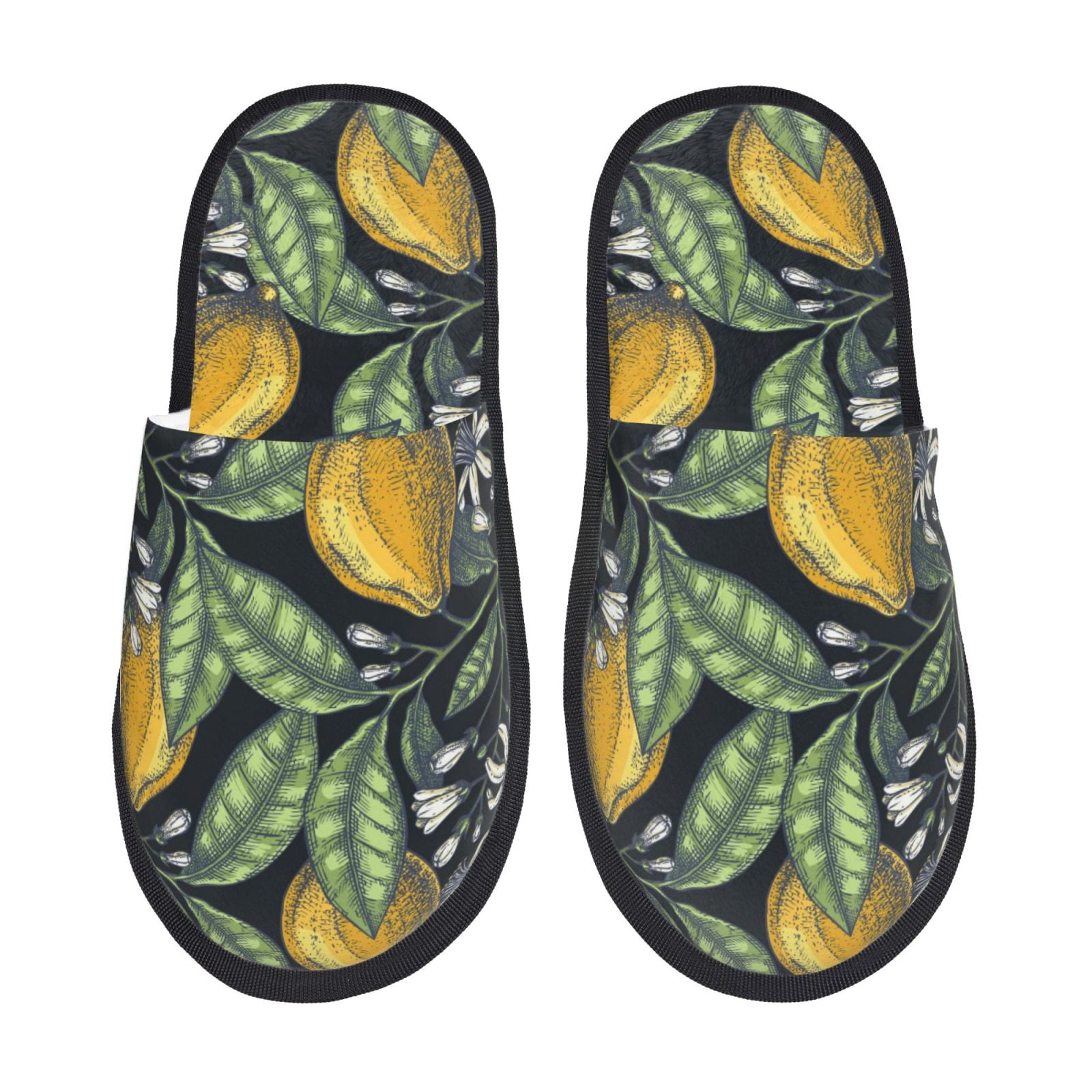 Honeii Citrus Fruits Elegant Lemons print Slippers Memory Foam House ...