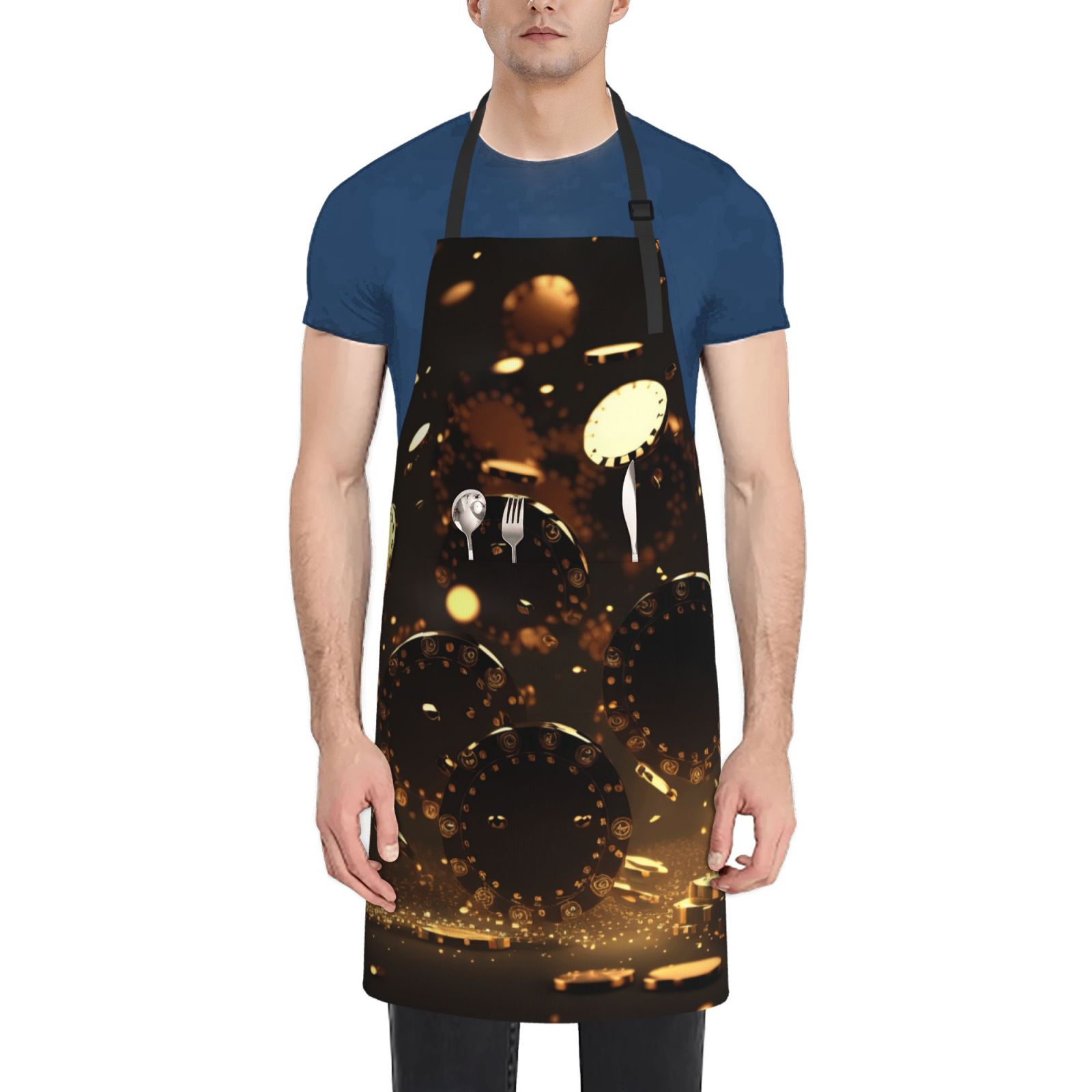 Honeii Classical Golden Casino Print Waterproof Apron, Adjustable ...