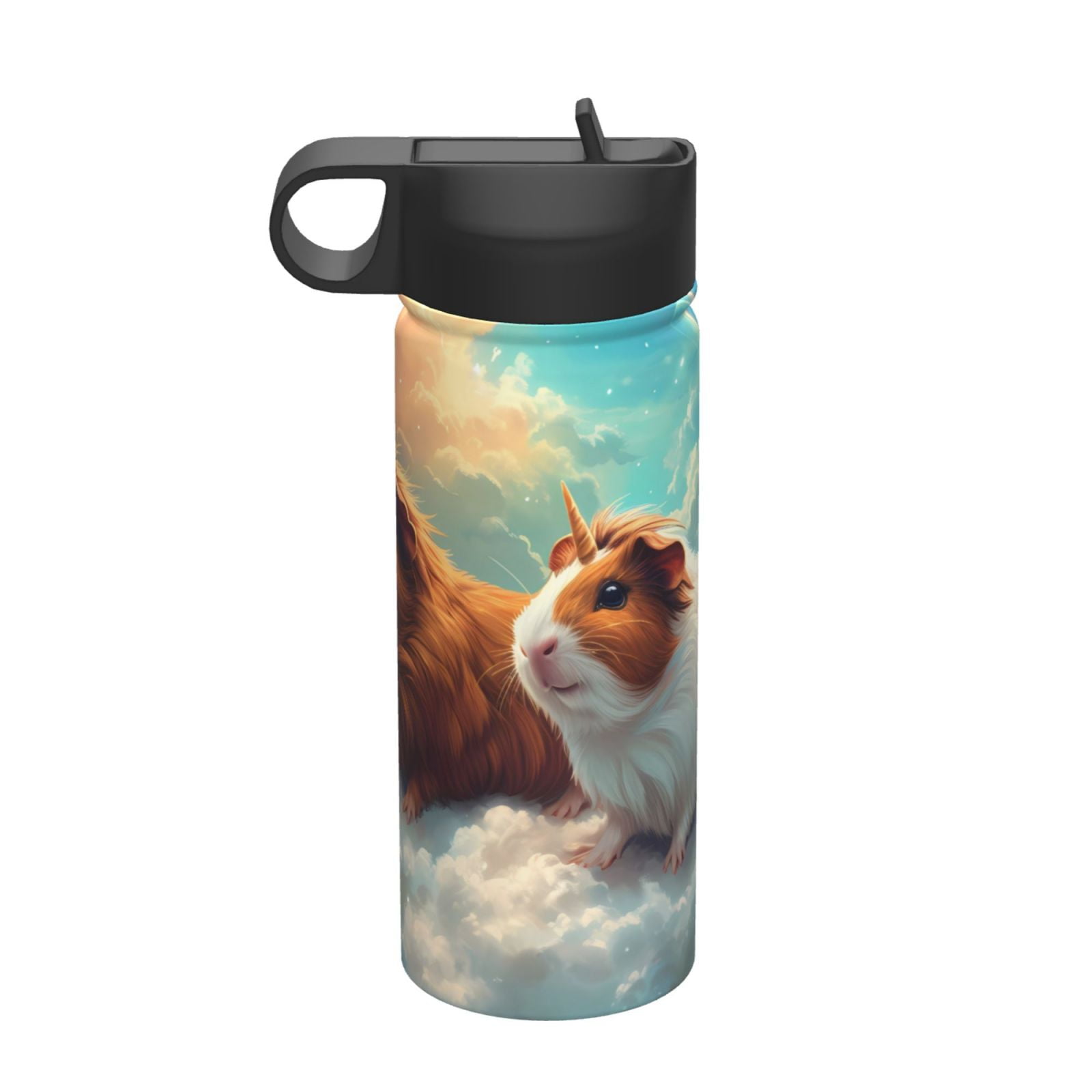Honeii Cloud Guinea Pig Print 18 oz Insulated Water Bottle with Straw ...