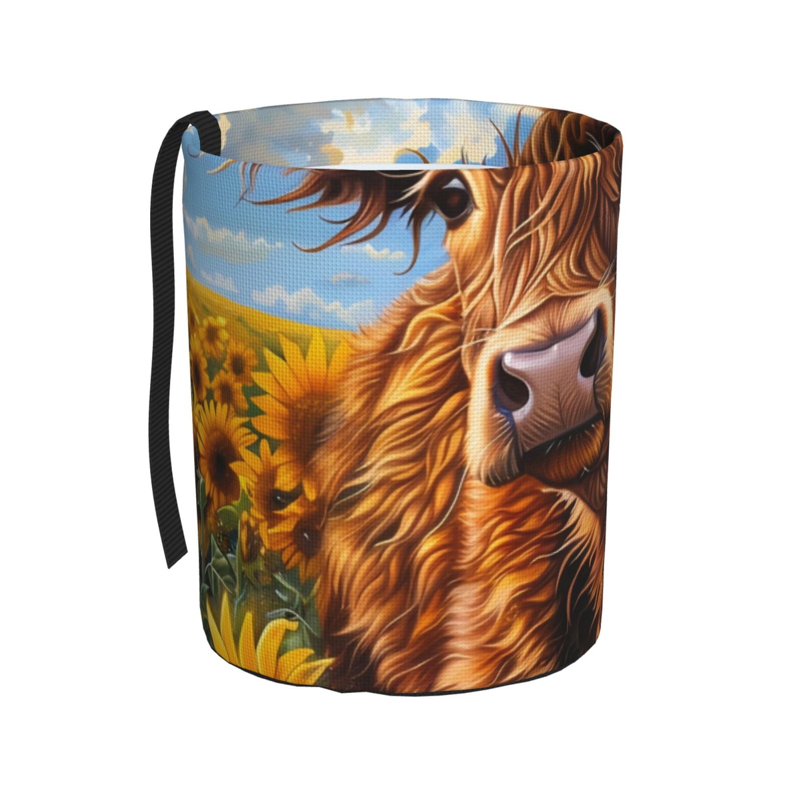 Honeii Cloud Sky Sunflower Cow Print Waterproof Car Trash Can ...