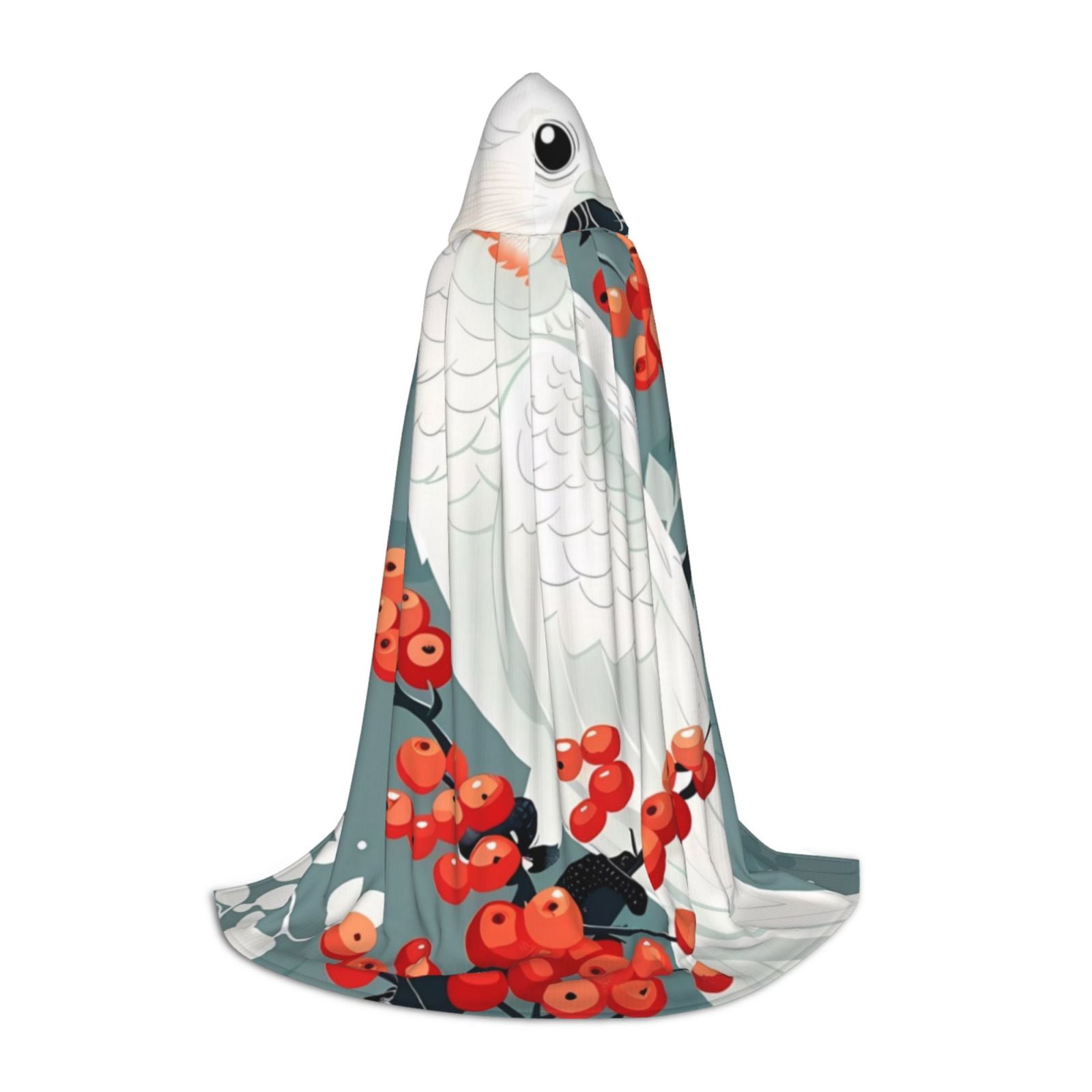 Honeii Cockatoo Red Berries Print Poncho Cape, Cloak Coat, Snuggly ...