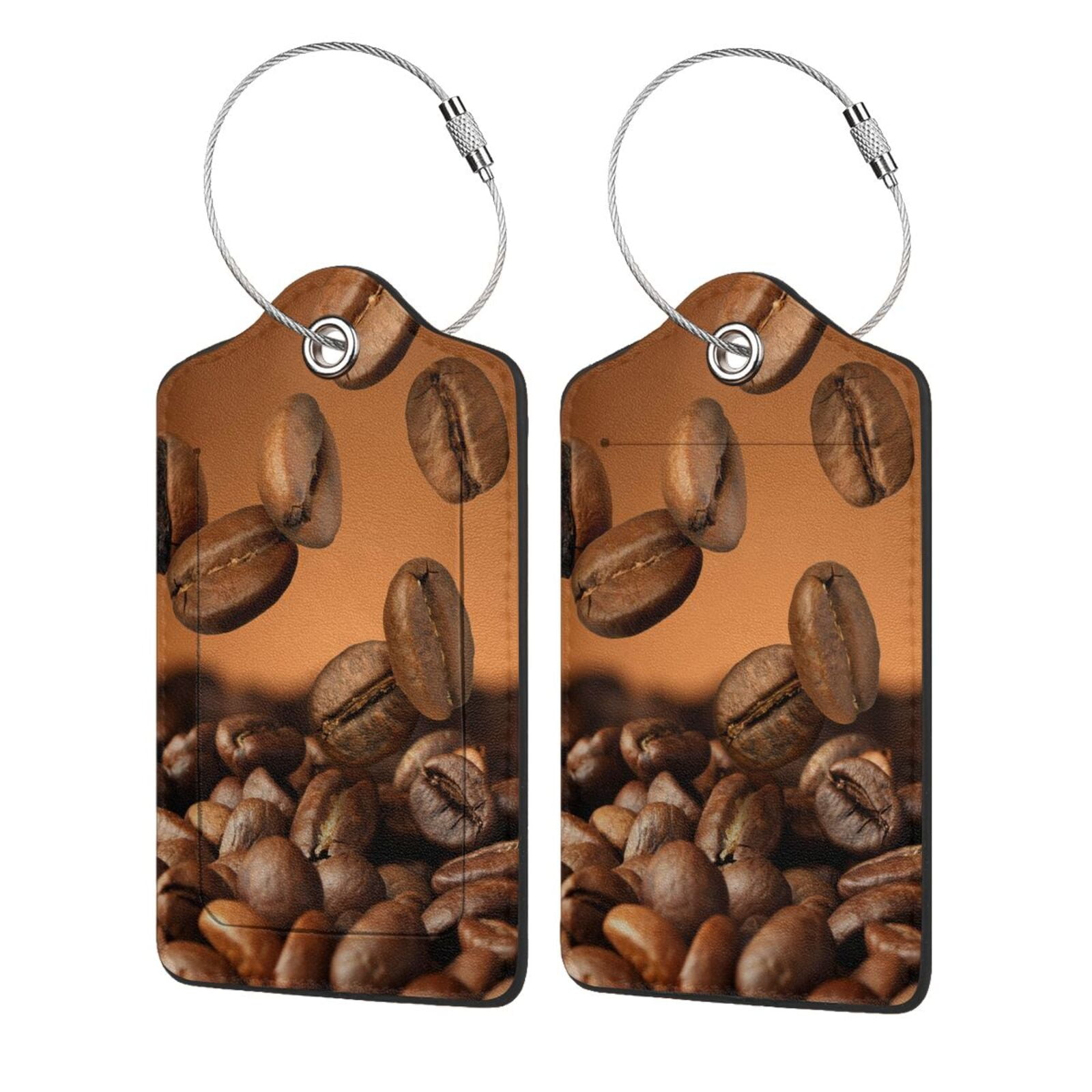 Honeii Coffee Beans Print Leather Luggage Tag for Suitcases,ID Tags,Bag ...