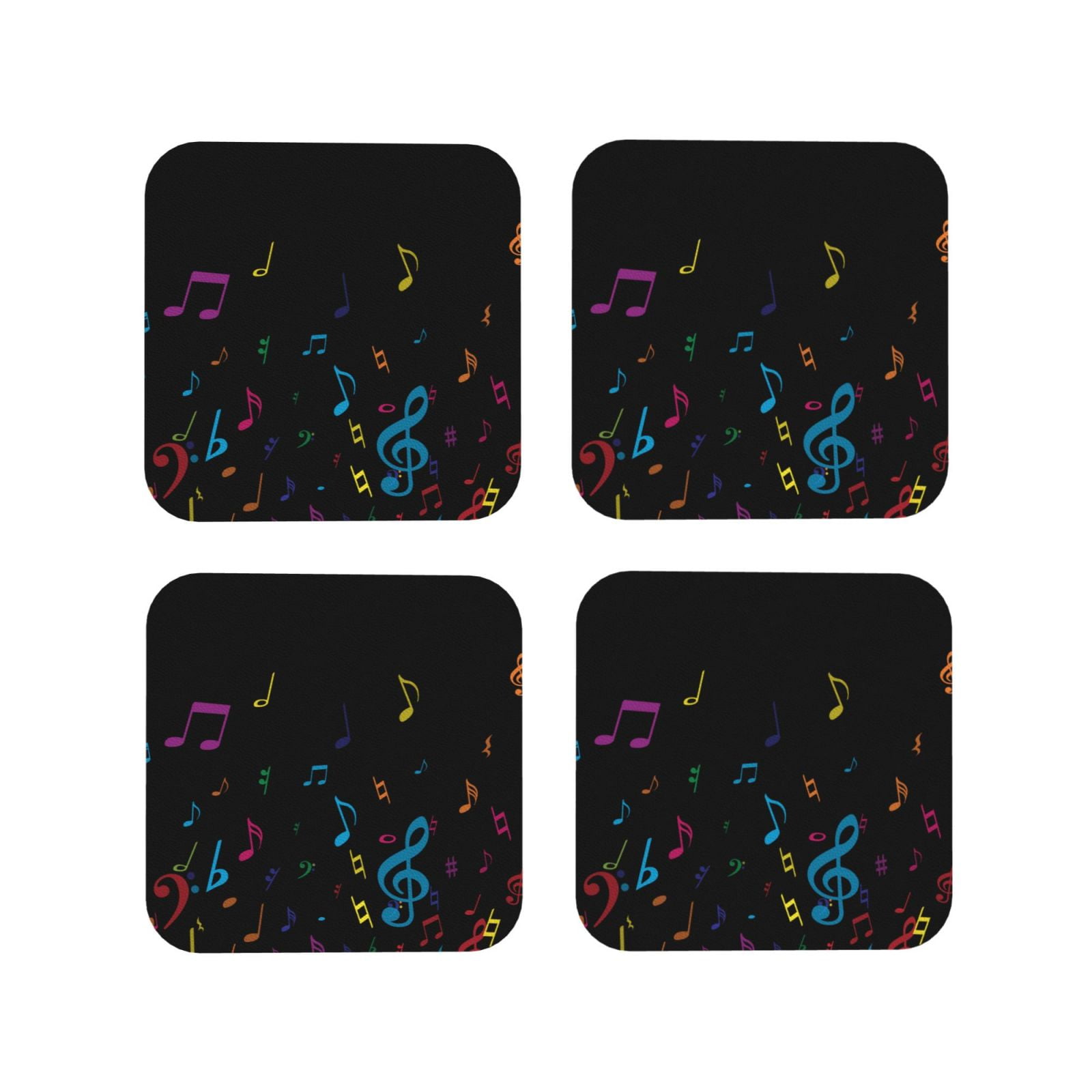 Honeii Color Musical Notes Print Leather Coaster Set of 4, Ideal for ...