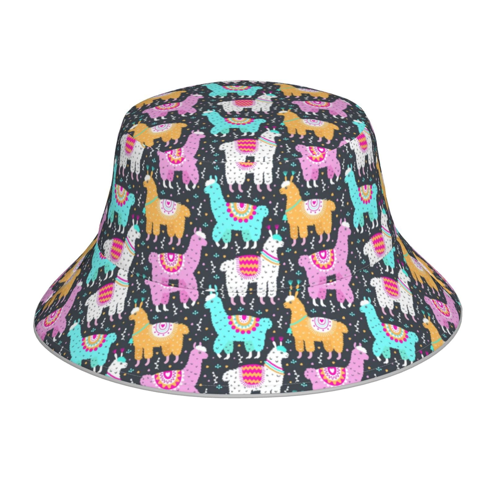 Honeii Colorful Alpaca for Unisex Bucket Hat Waterproof Rain Hat ...