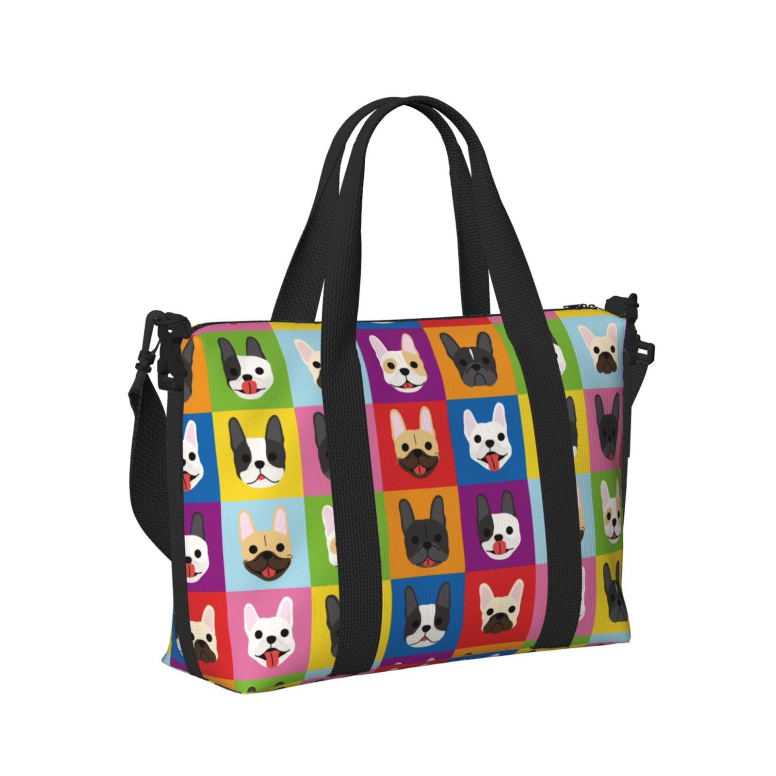 Honeii Colorful Bulldog Print Hand Travel Bag,Travel Duffle Bag ...
