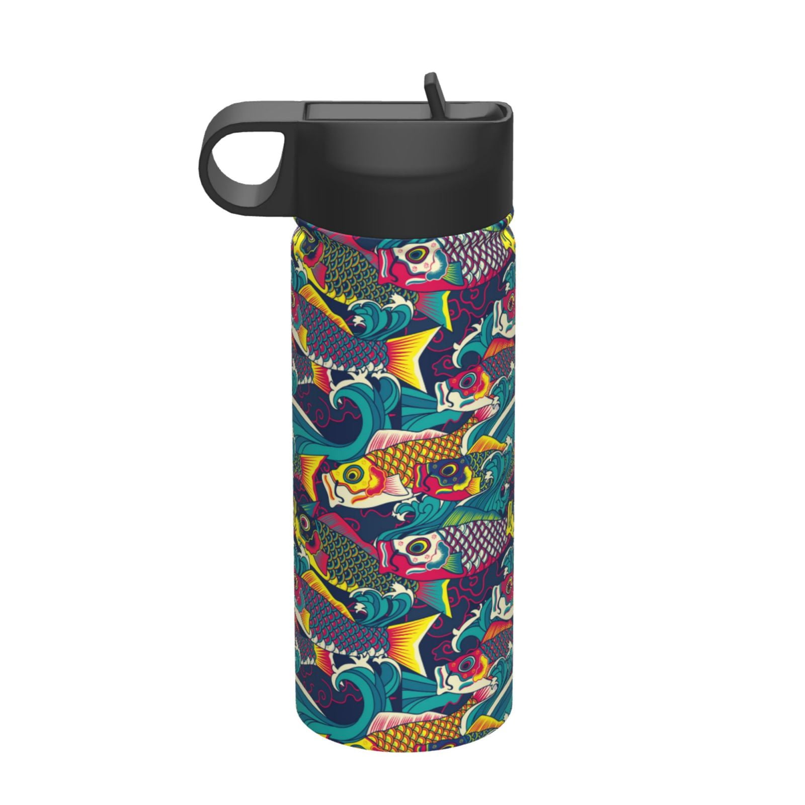 Honeii Colorful Carp Streamer Print 18 oz Insulated Water Bottle with ...