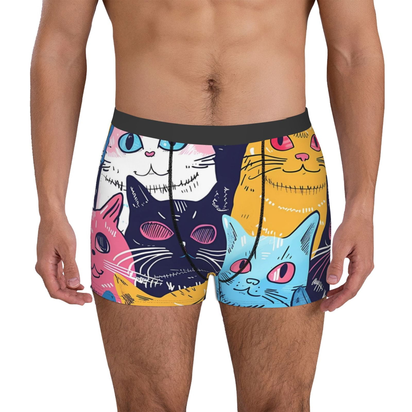 Honeii Colorful Cats Pattern Art Print Mens Boxer Briefs Breathable ...