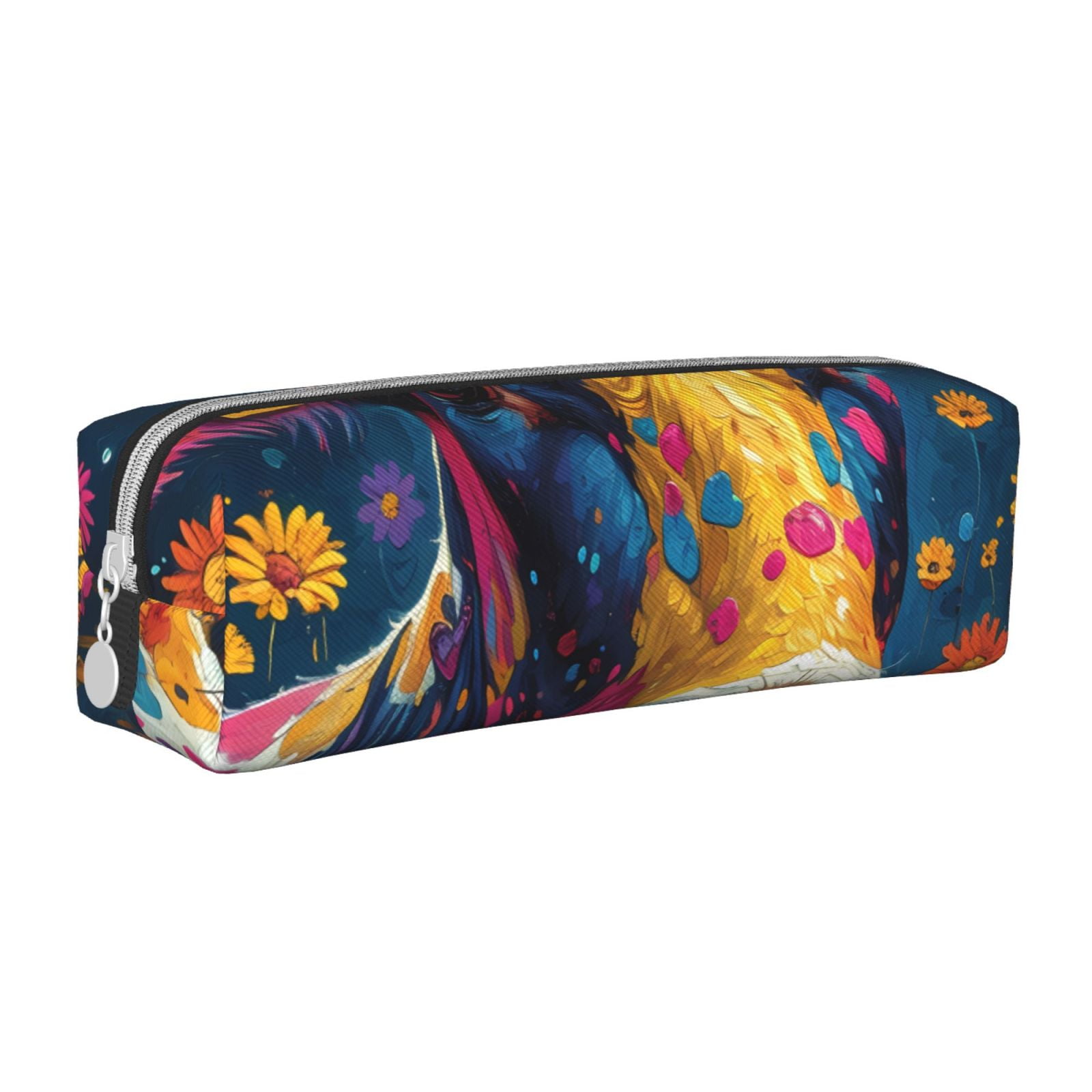 Honeii Colorful Daisy Sunflower Cow Pattern Pencil Case, Pencil Pouch ...