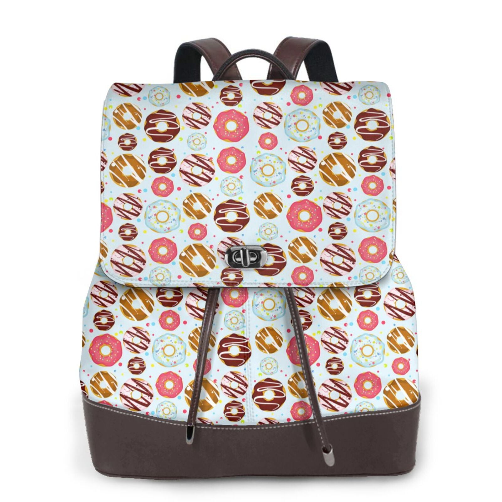 Honeii Colorful Donuts rint Leather Backpack,Trendy Leather Backpack,PU ...