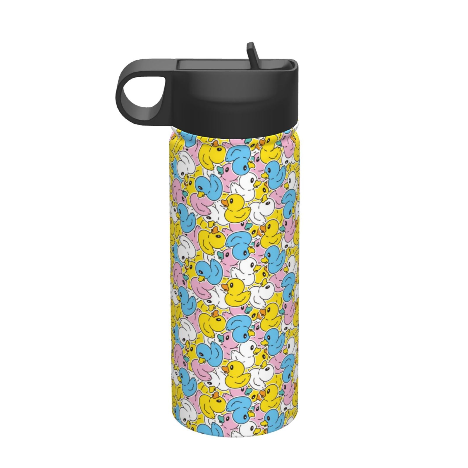 Honeii Colorful Duck Print 18 oz Insulated Water Bottle with Straw Lid ...