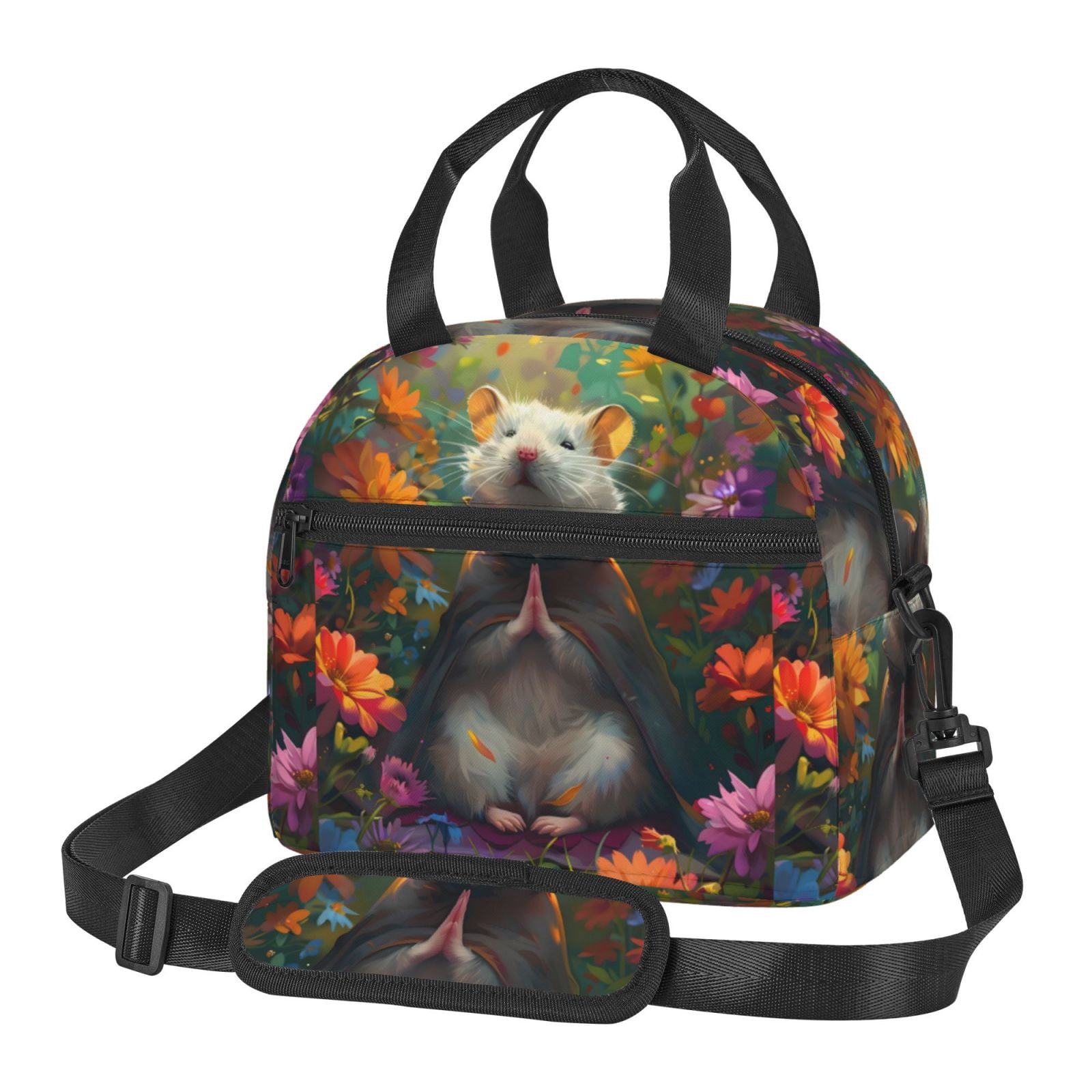 Honeii Colorful Flower Meditating Hamster for Insulated Lunch Box ...