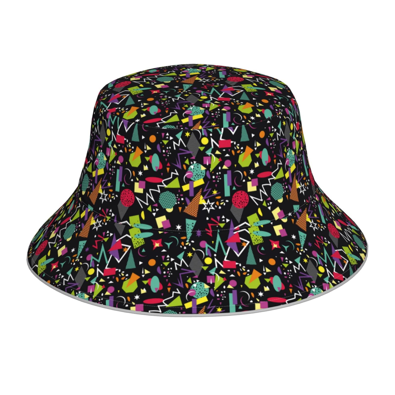 Honeii Colorful Geometric Figures for Unisex Bucket Hat Waterproof Rain Hat Reversible Shiny ...
