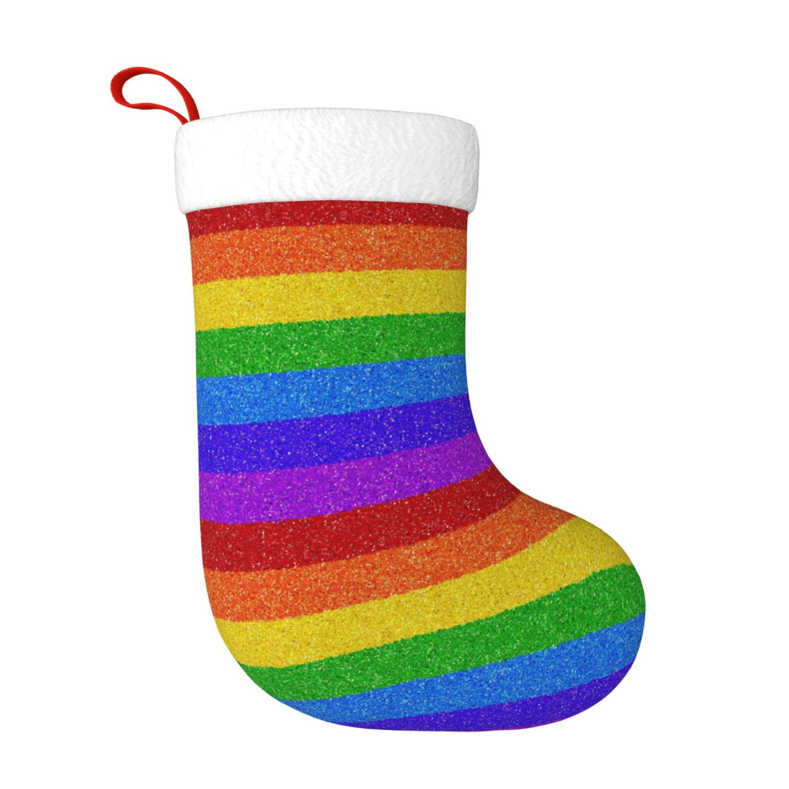 Honeii Colorful Glitter Rainbow for Christmas Stocking,Large Xmas ...