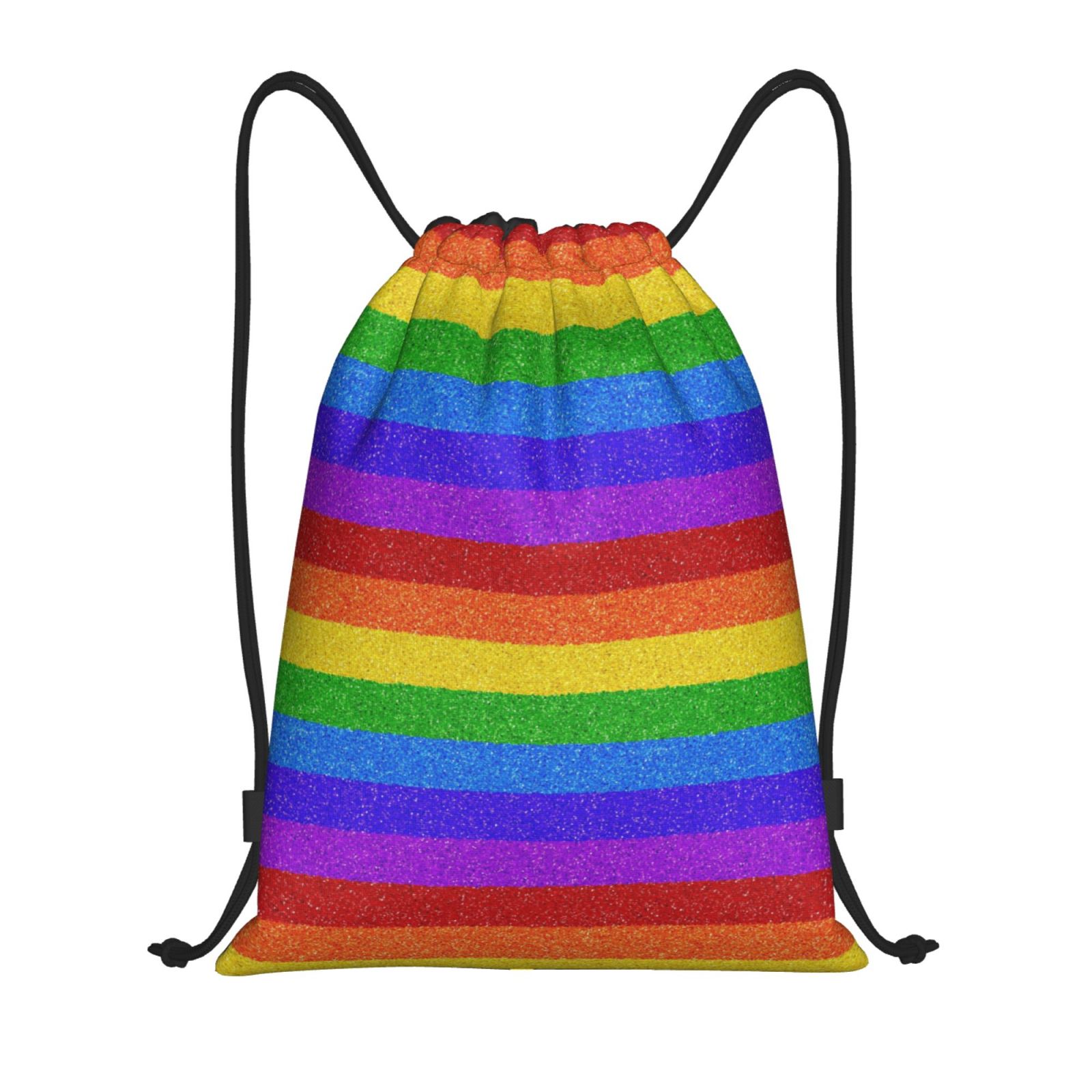 Honeii Colorful Glitter Rainbow Print Drawstring Backpack,Drawstring ...