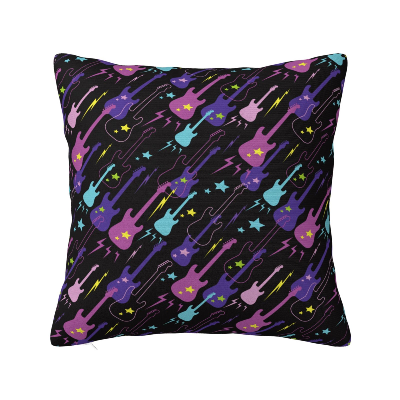 Honeii Colorful Guitar Print Throw Pillow, Square Decorative Pillow ...