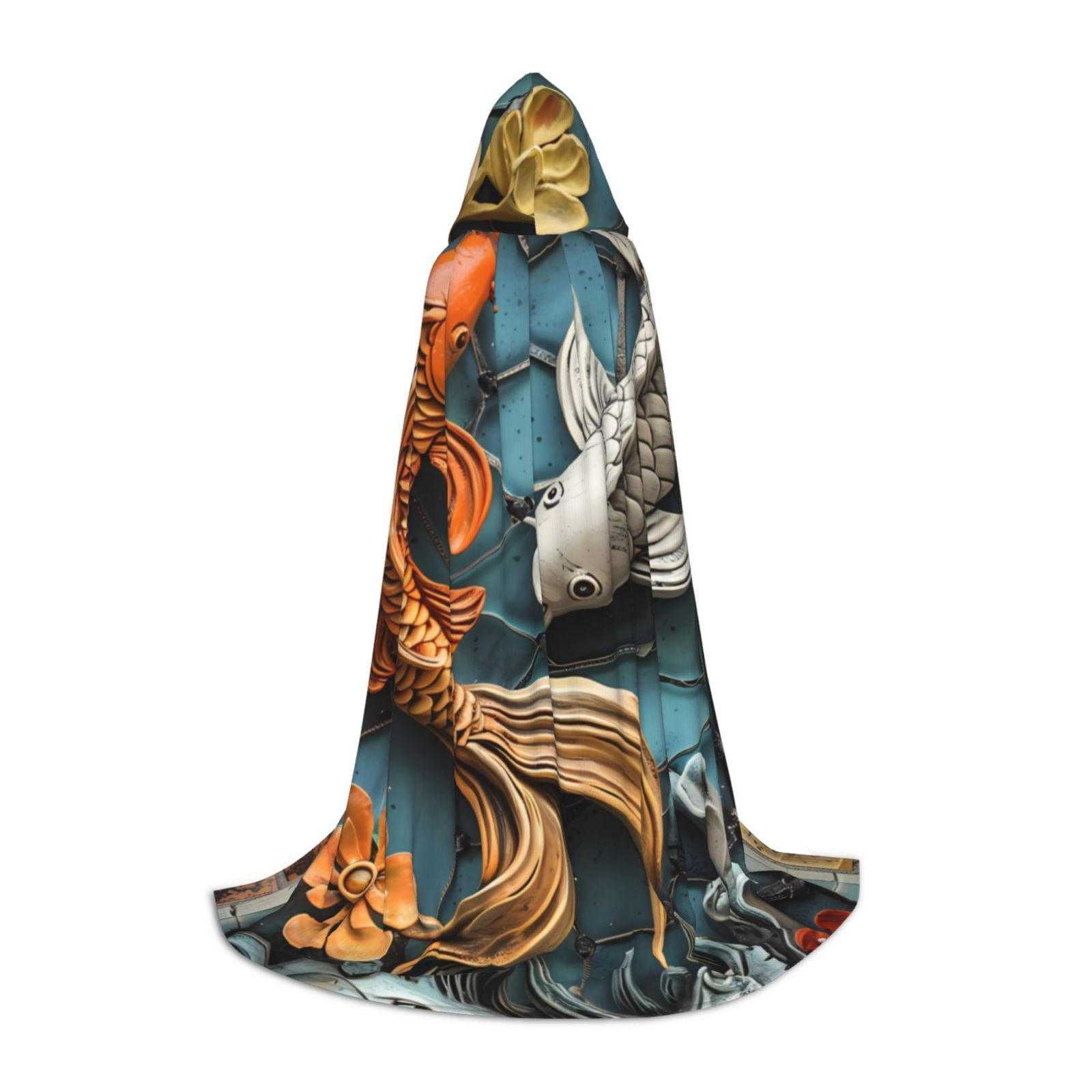 Honeii Colorful Koi Fish Art Print Poncho Cape, Cloak Coat, Snuggly ...