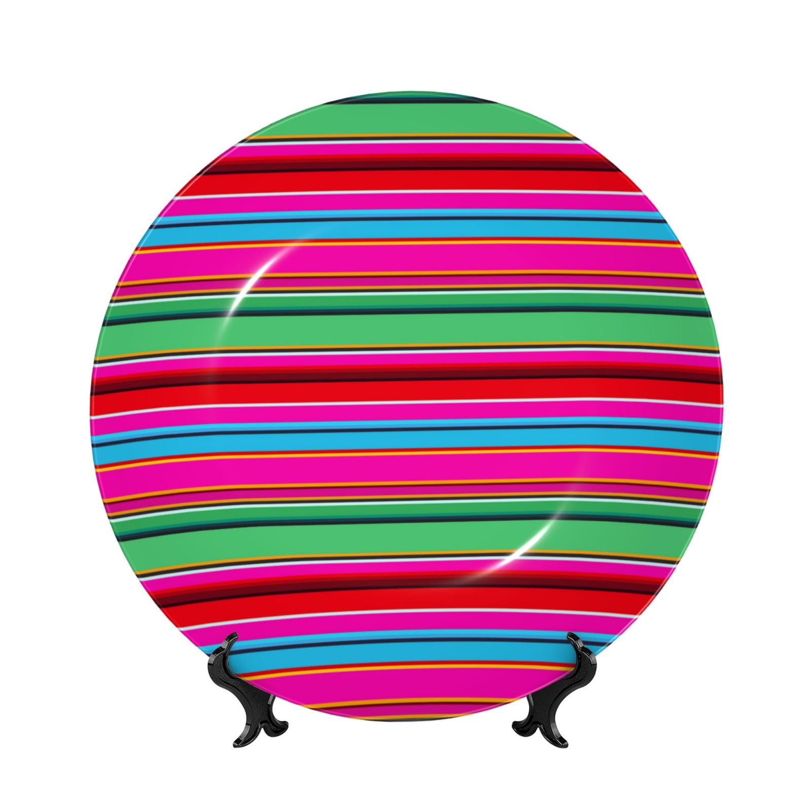 Honeii Colorful Mexican Stripes Print Elegant Bone China Decorative ...