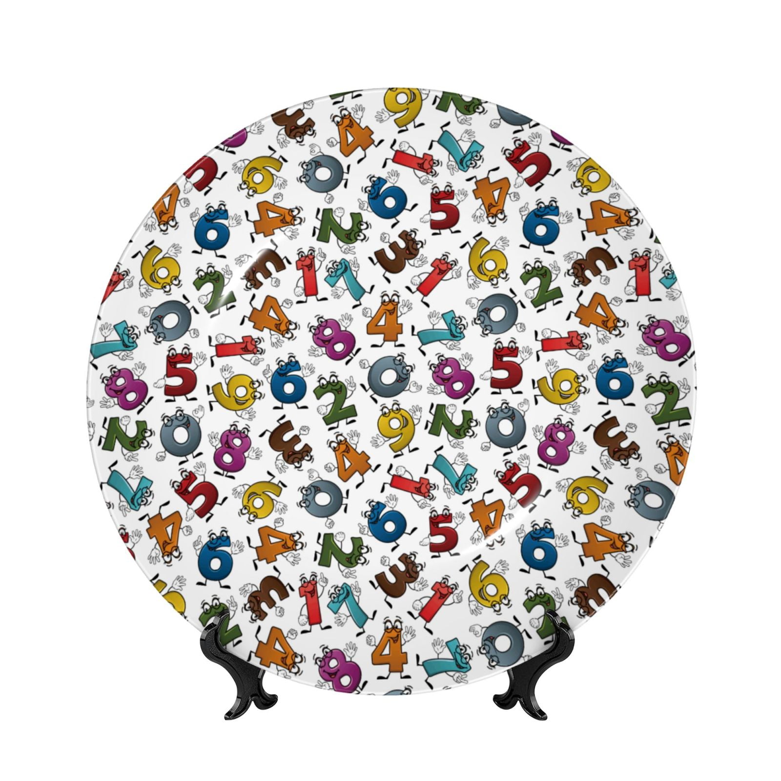 Honeii Colorful Numbers Print Elegant Bone China Decorative Plate ...
