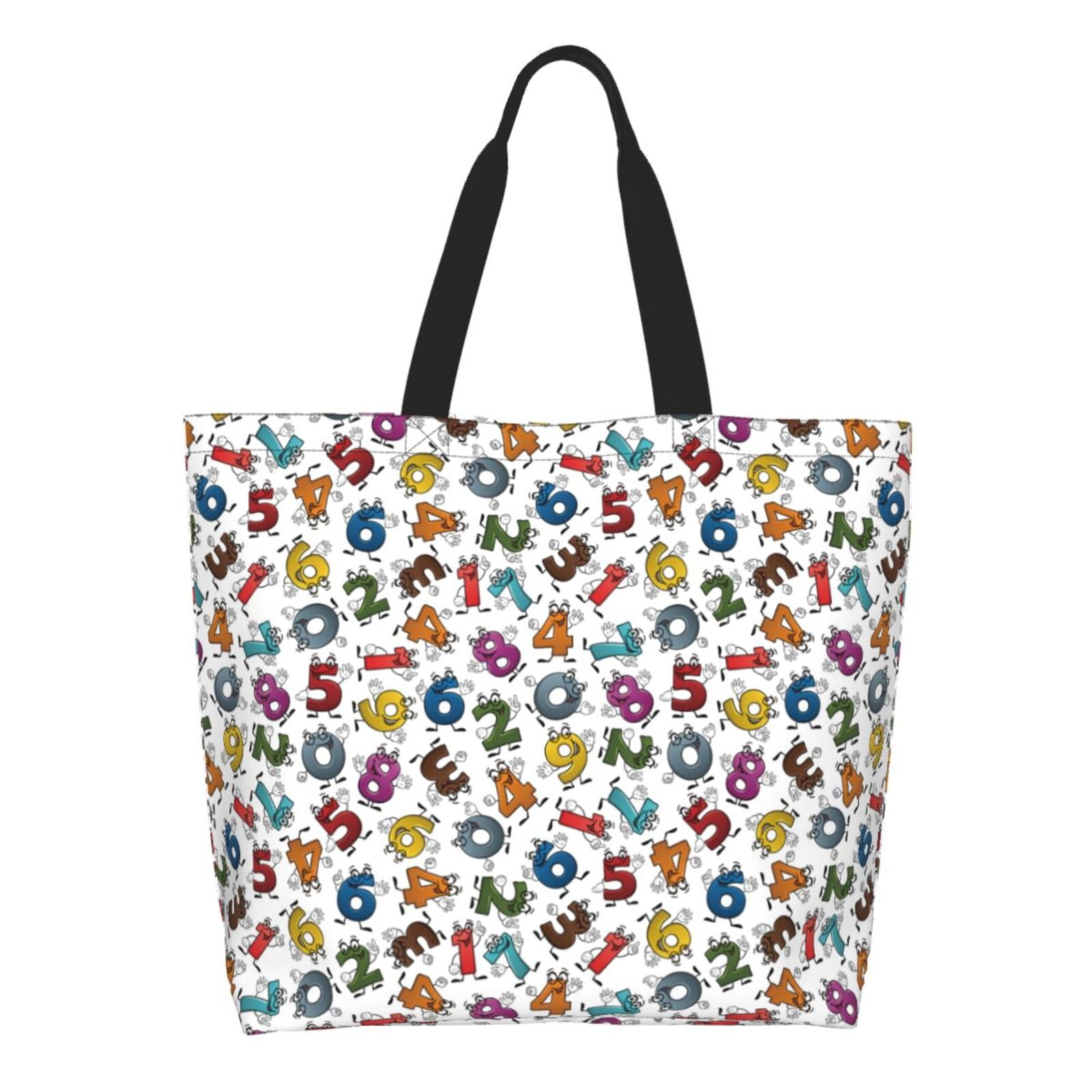 Honeii Colorful Numbers Print Tote Bag for Women, Foldable Tote Bag ...
