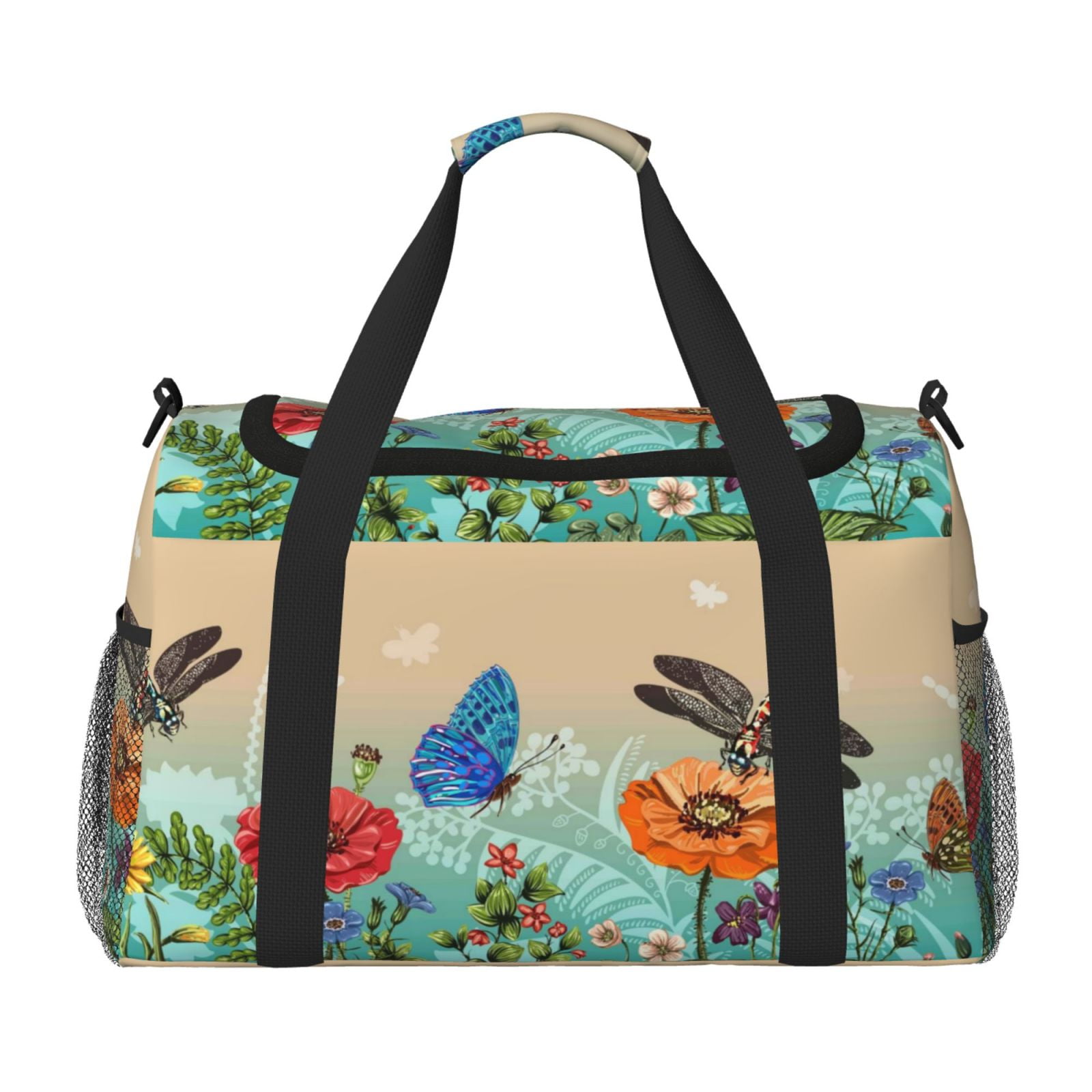 Honeii Colorful Plants And Insects Print Gym Bag,Carry on Weekender ...