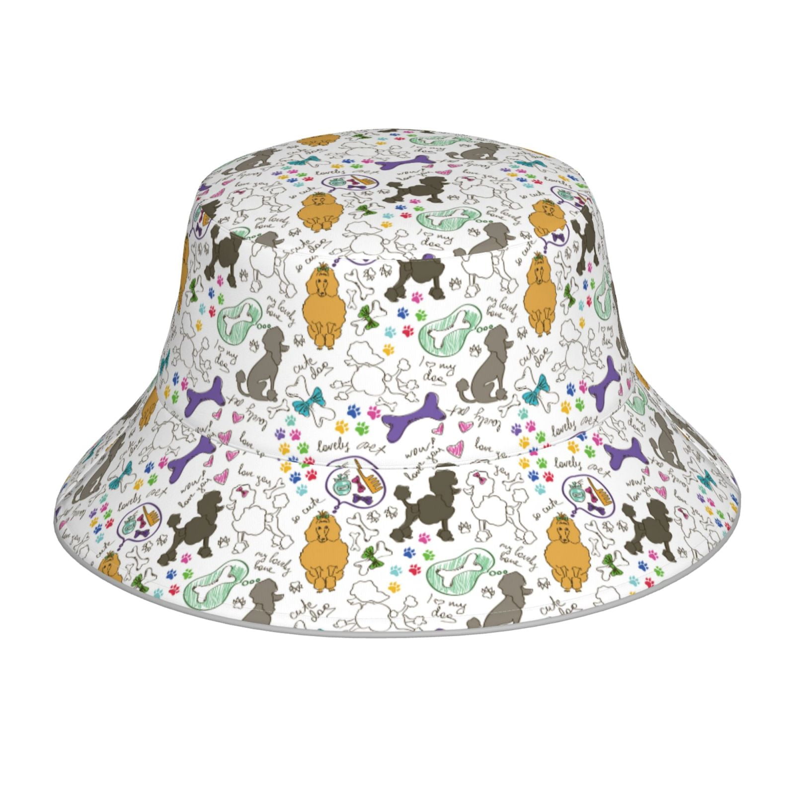 Honeii Colorful Poodle Dog for Unisex Bucket Hat Waterproof Rain Hat ...