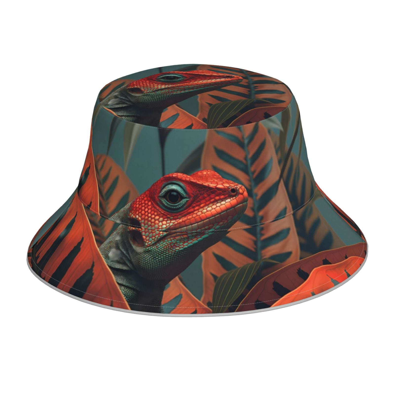 Honeii Colorful Reptile And Leaves for Unisex Bucket Hat Waterproof ...
