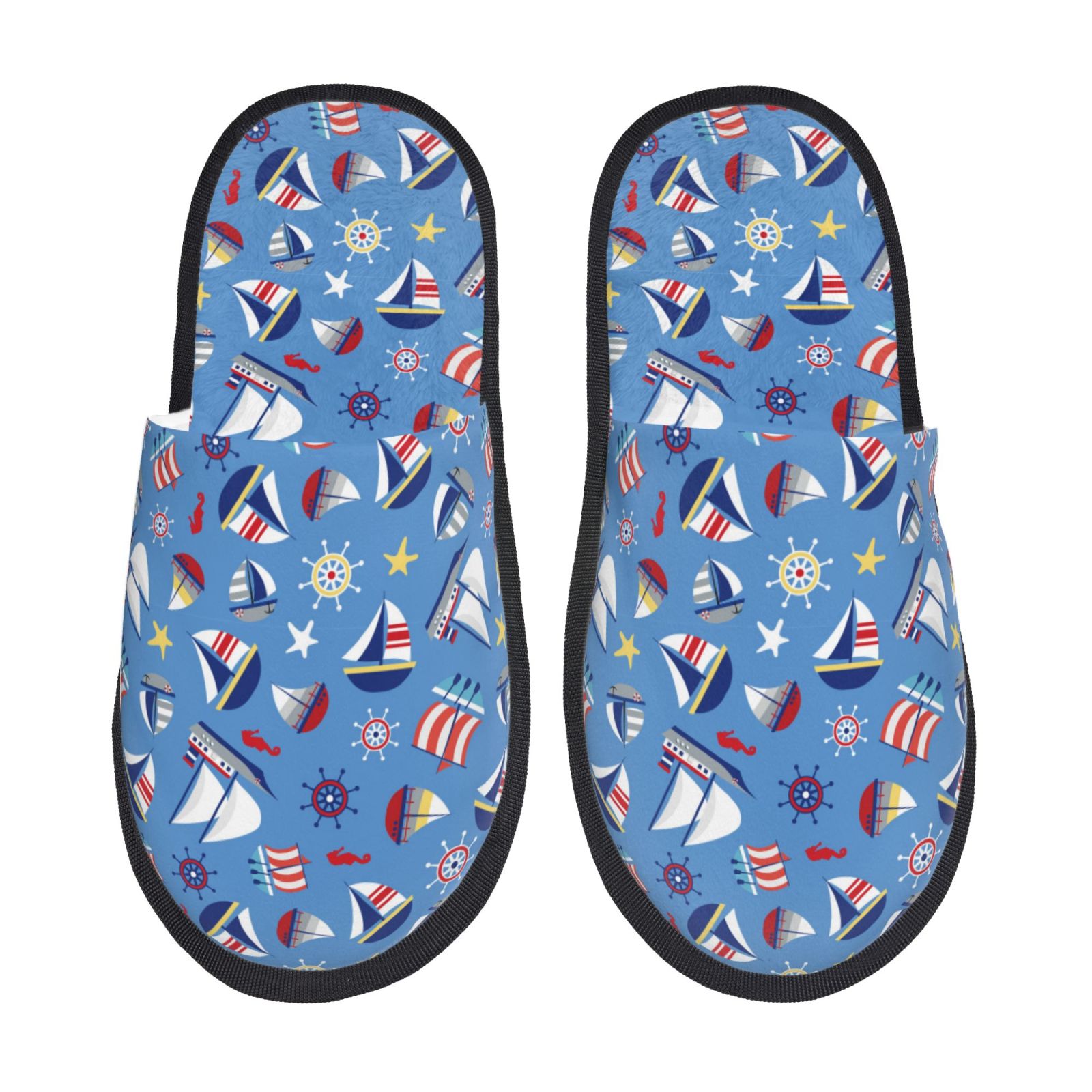Honeii Colorful Sailing Ship print Slippers Memory Foam House Bedroom ...