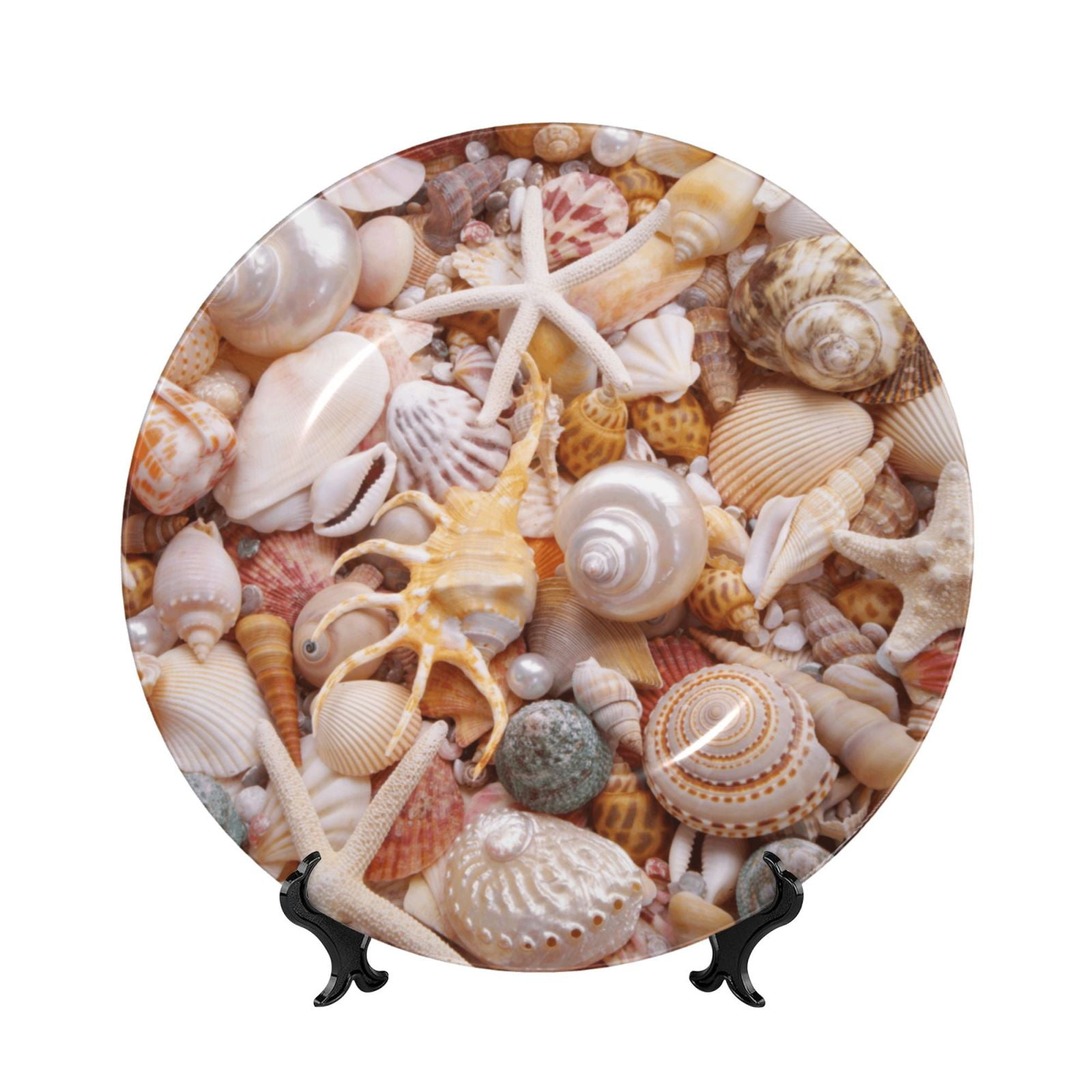 Honeii Colorful Seashells Print Elegant Bone China Decorative Plate ...