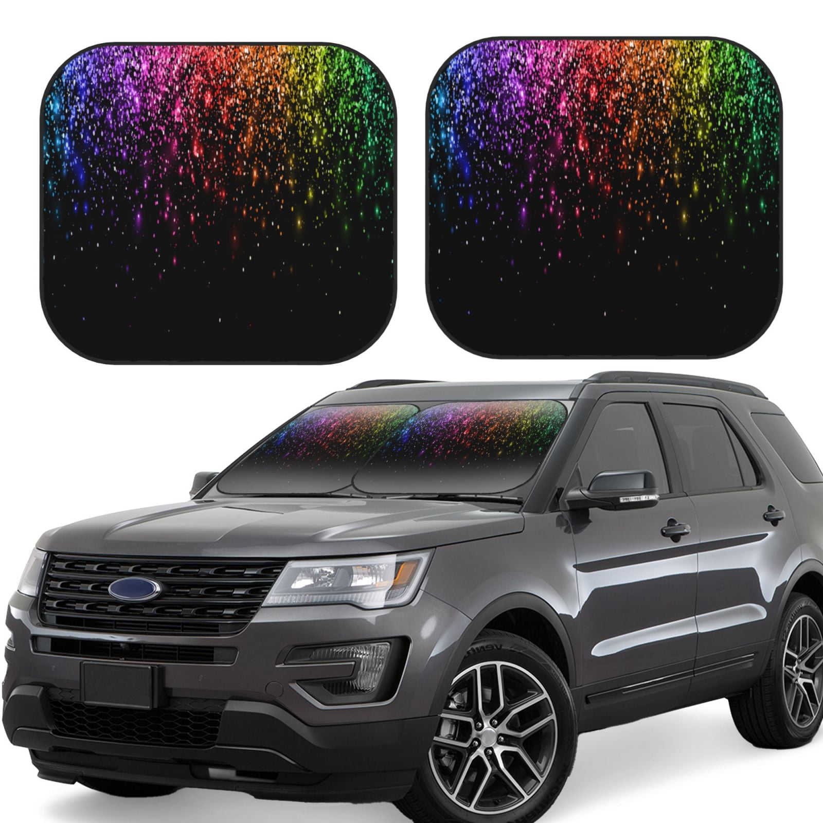 Honeii Colorful Sparkling Print Foldable Car Sun Shade for Windshield ...